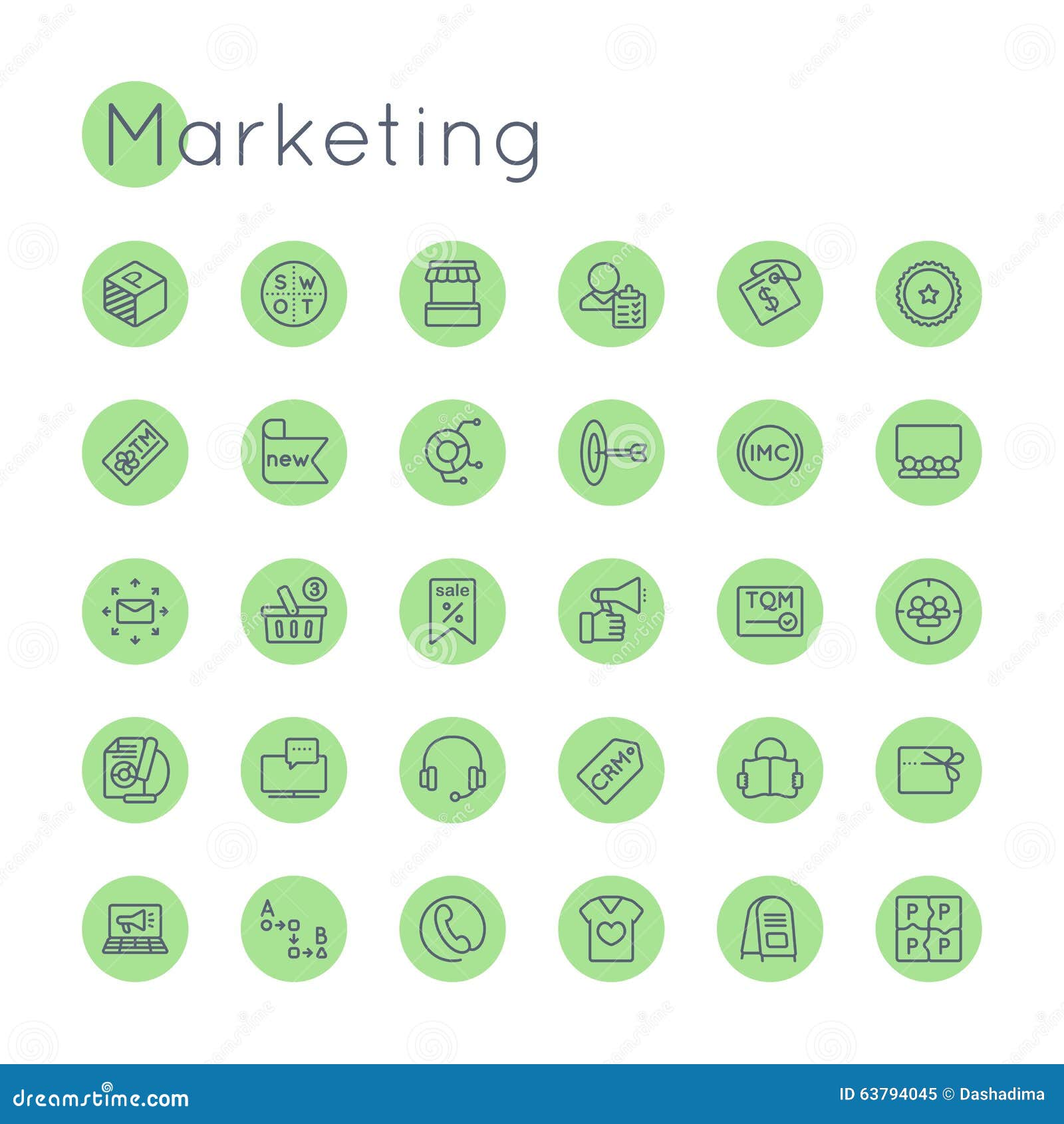 Vector Ronde Marketing Pictogrammen Vector Illustratie - Illustration ...