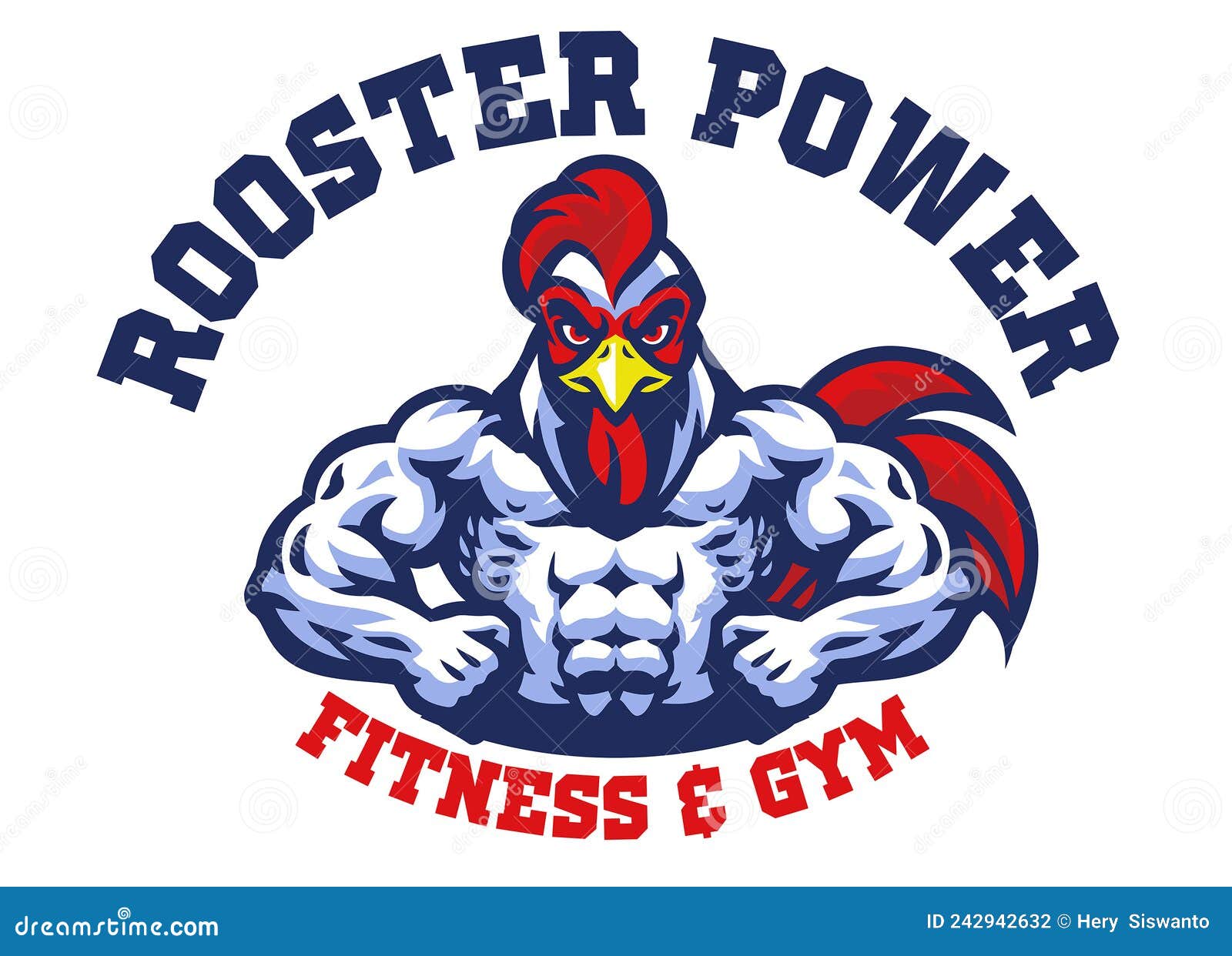 Rooster Bodybuilder Mascot Logo Vector Illustration | CartoonDealer.com ...