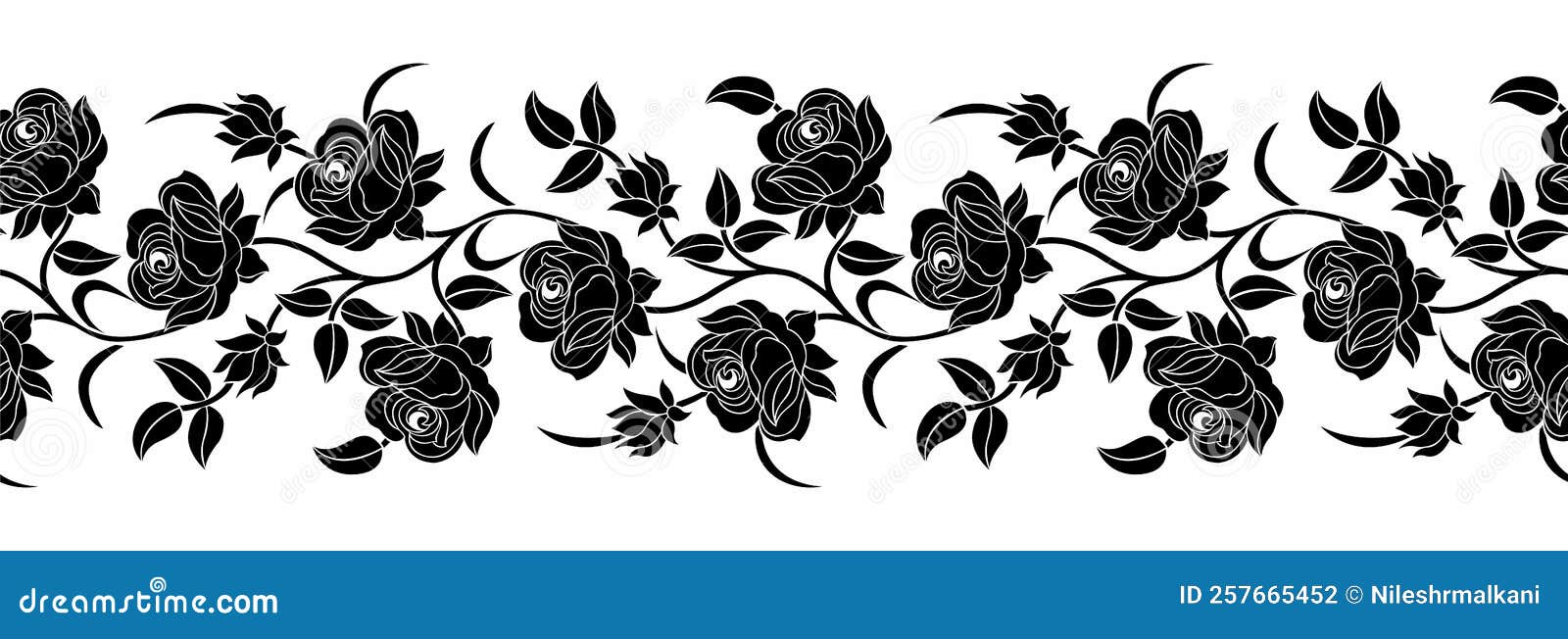 Vector Rose Flower Border Design Stock Vector - Illustration of ...
