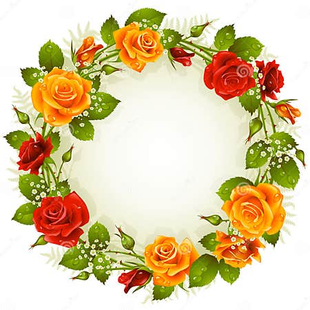 Vector Rose Frame in the Shape of Circle Stock Vector - Illustration of ...