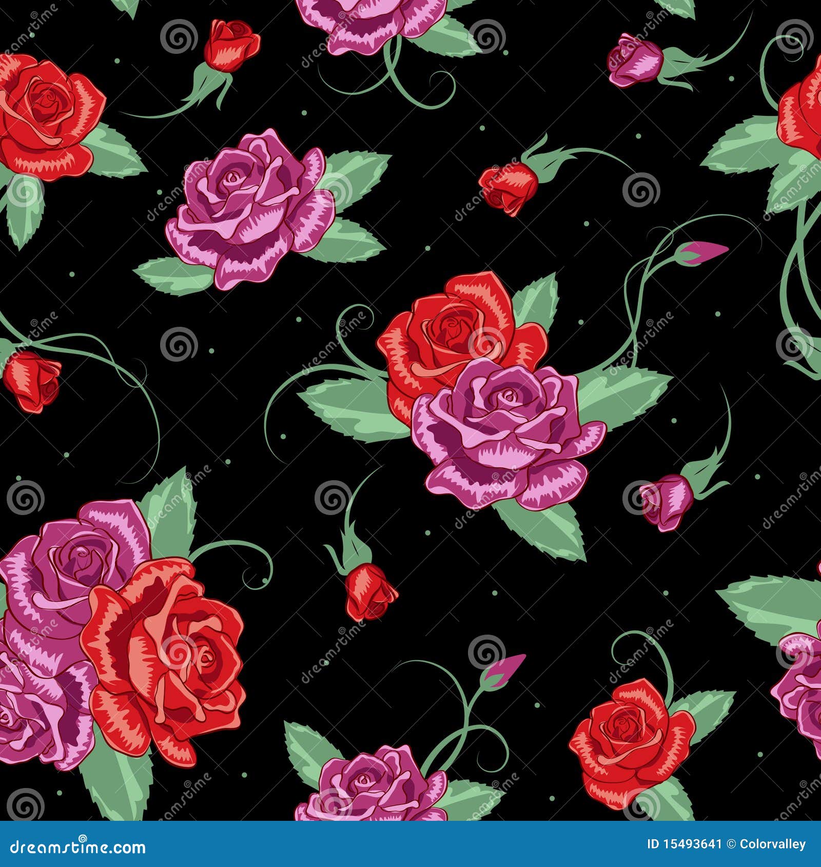 Vector Rose Seamless Background Stock Vector - Illustration of ...