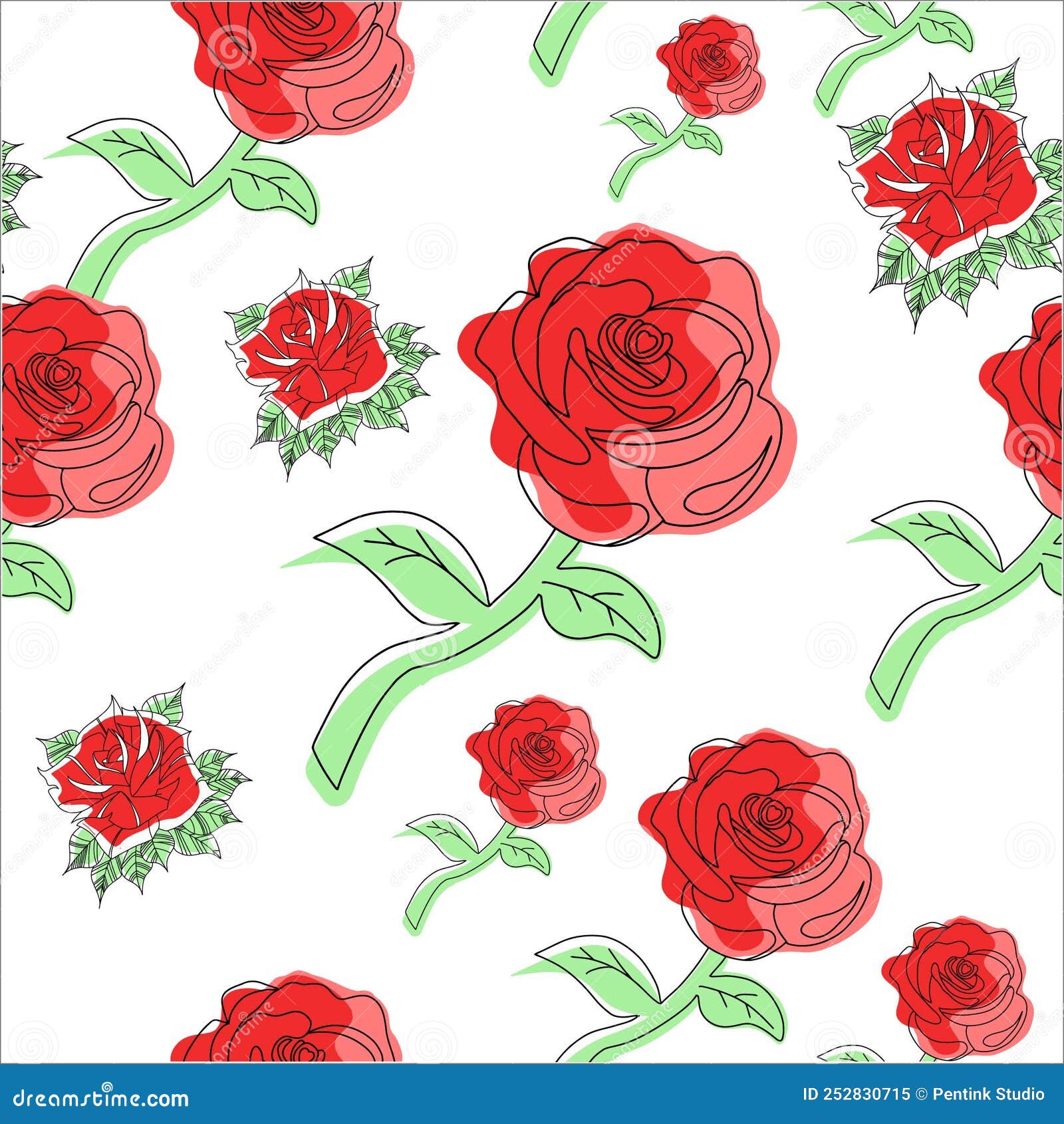 Vector Rose Seamless Pattern Aesthetic Stock Vector - Illustration of ...