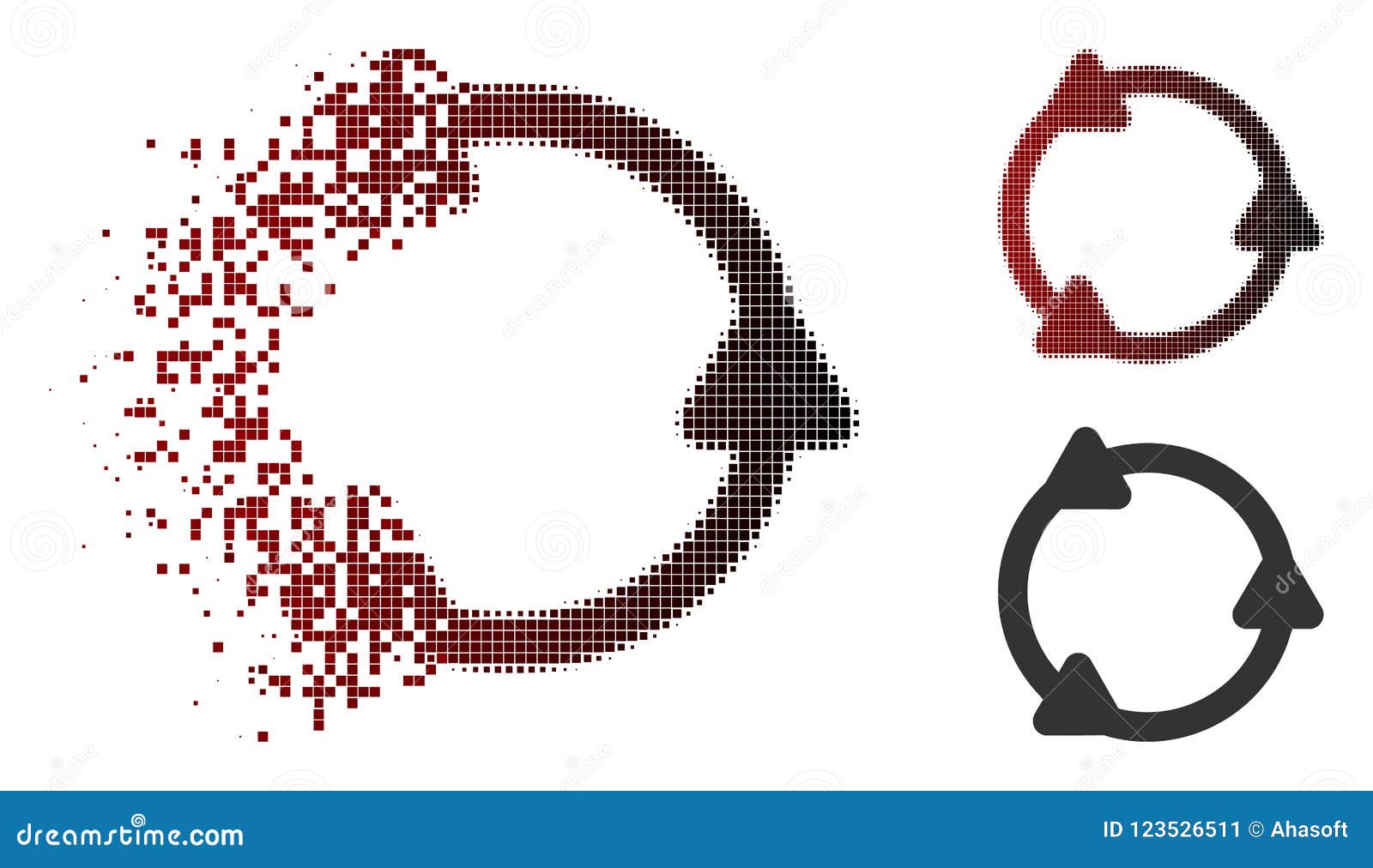 Dissolving Pixel Halftone Rotate Icon Stock Vector - Illustration of ...