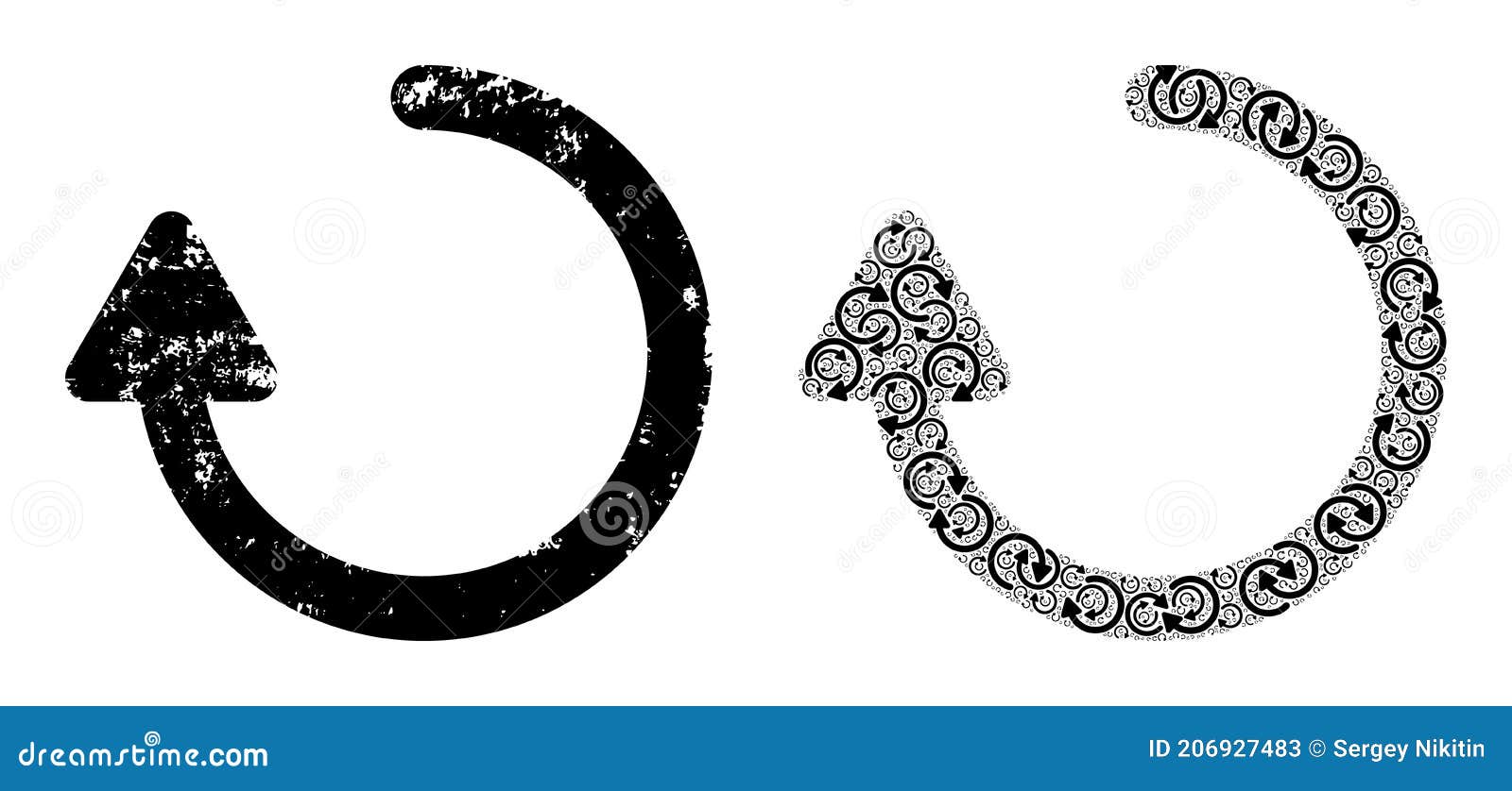 Rotate Right Arrow Icon Fractal Composition and Grunge Textured Icon ...