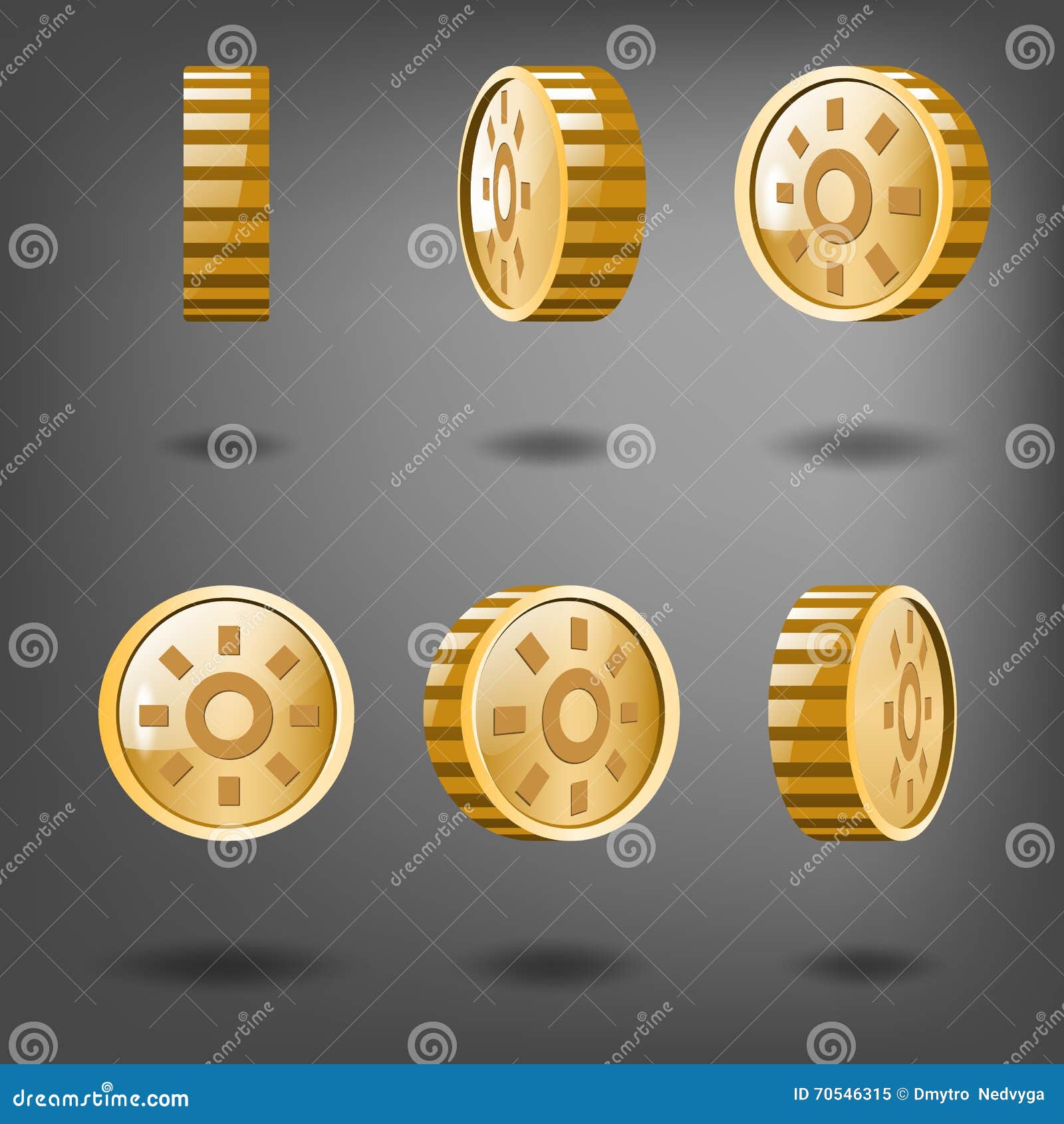 Vector Rotation Gold Coins. Stock Vector - Illustration of bank ...