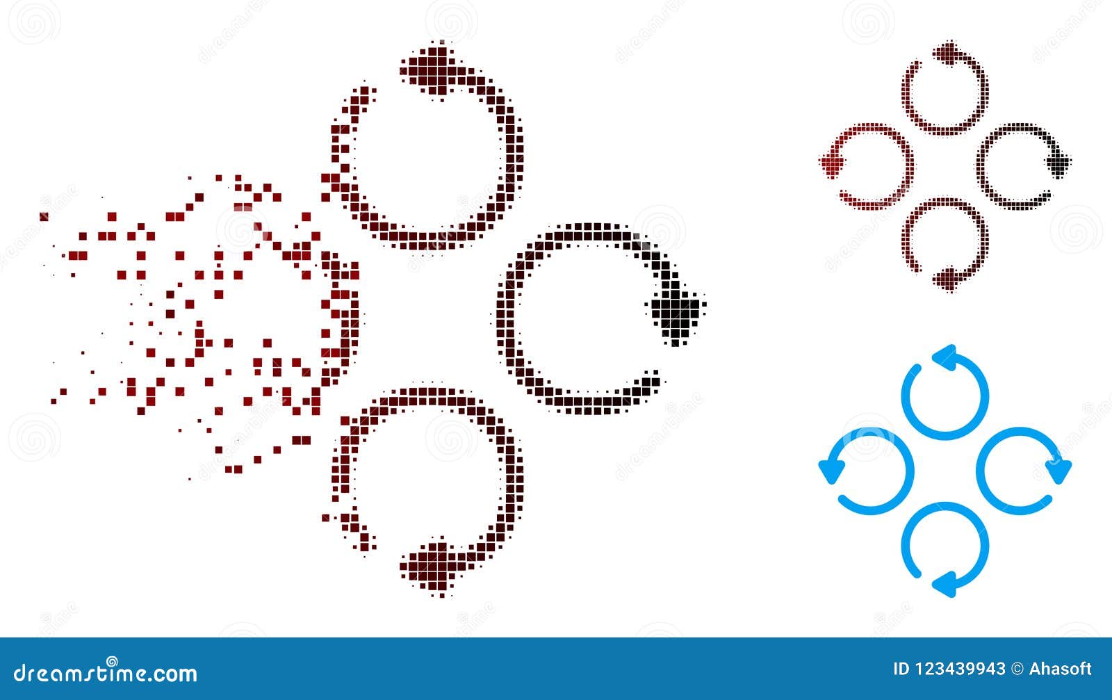 Dispersed Pixel Halftone Rotation Icon Stock Vector - Illustration of ...