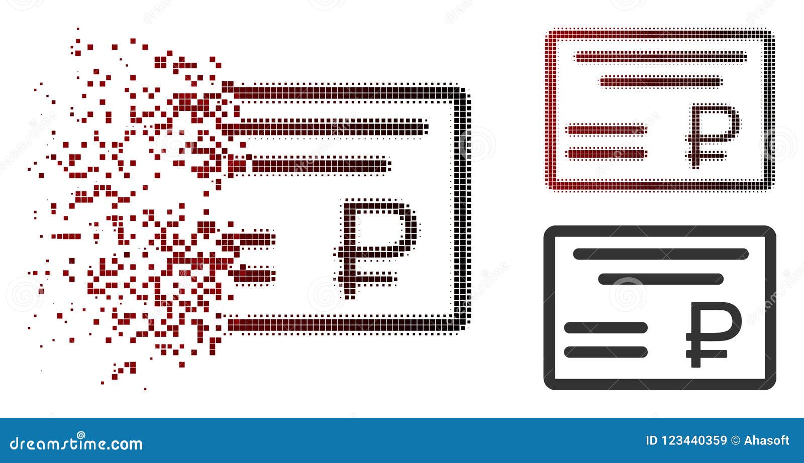 Damaged Pixel Halftone Rouble Cheque Icon Stock Vector - Illustration ...