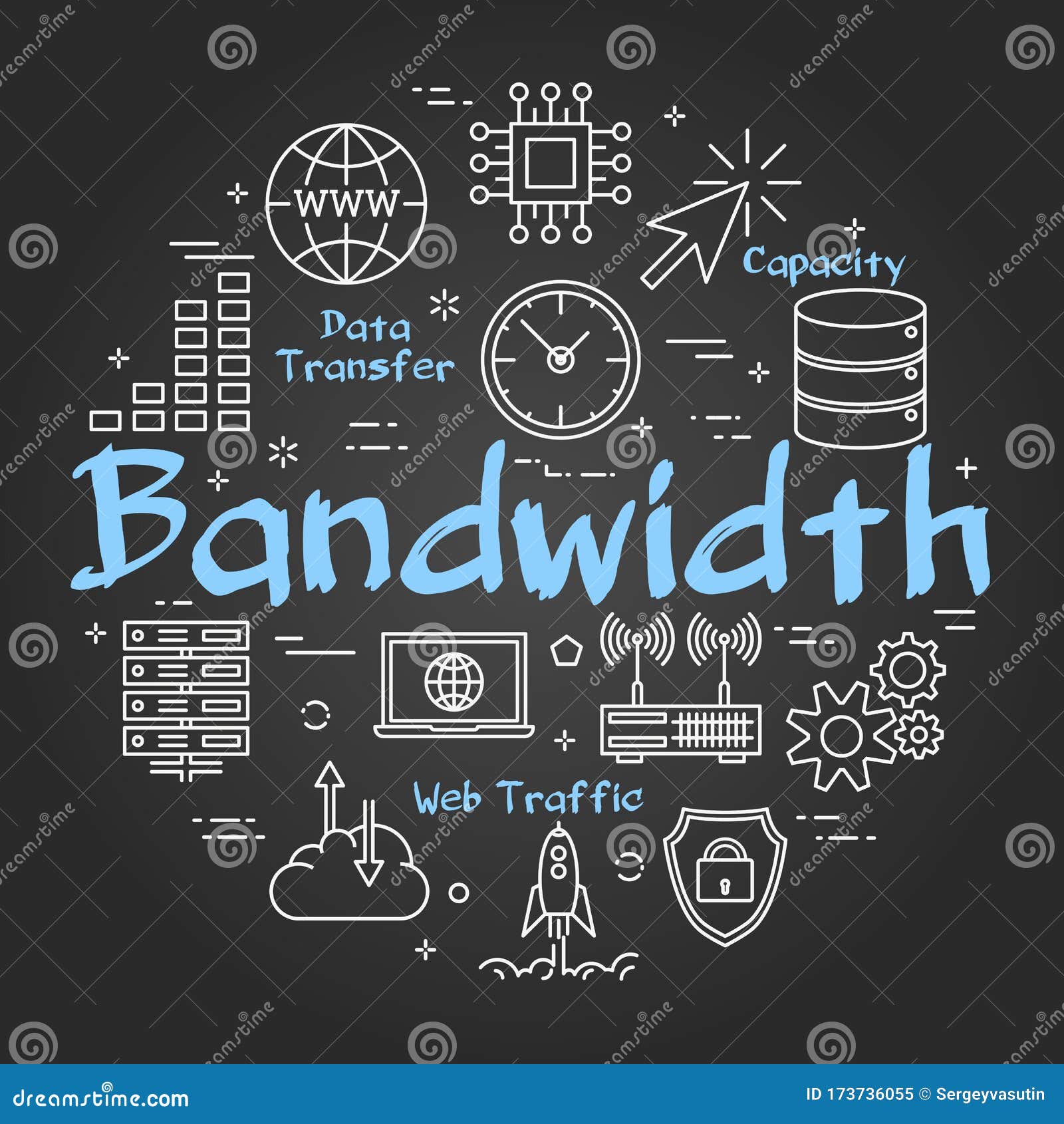 Vector Round Black Internet Concept of Bandwidth Stock Vector ...
