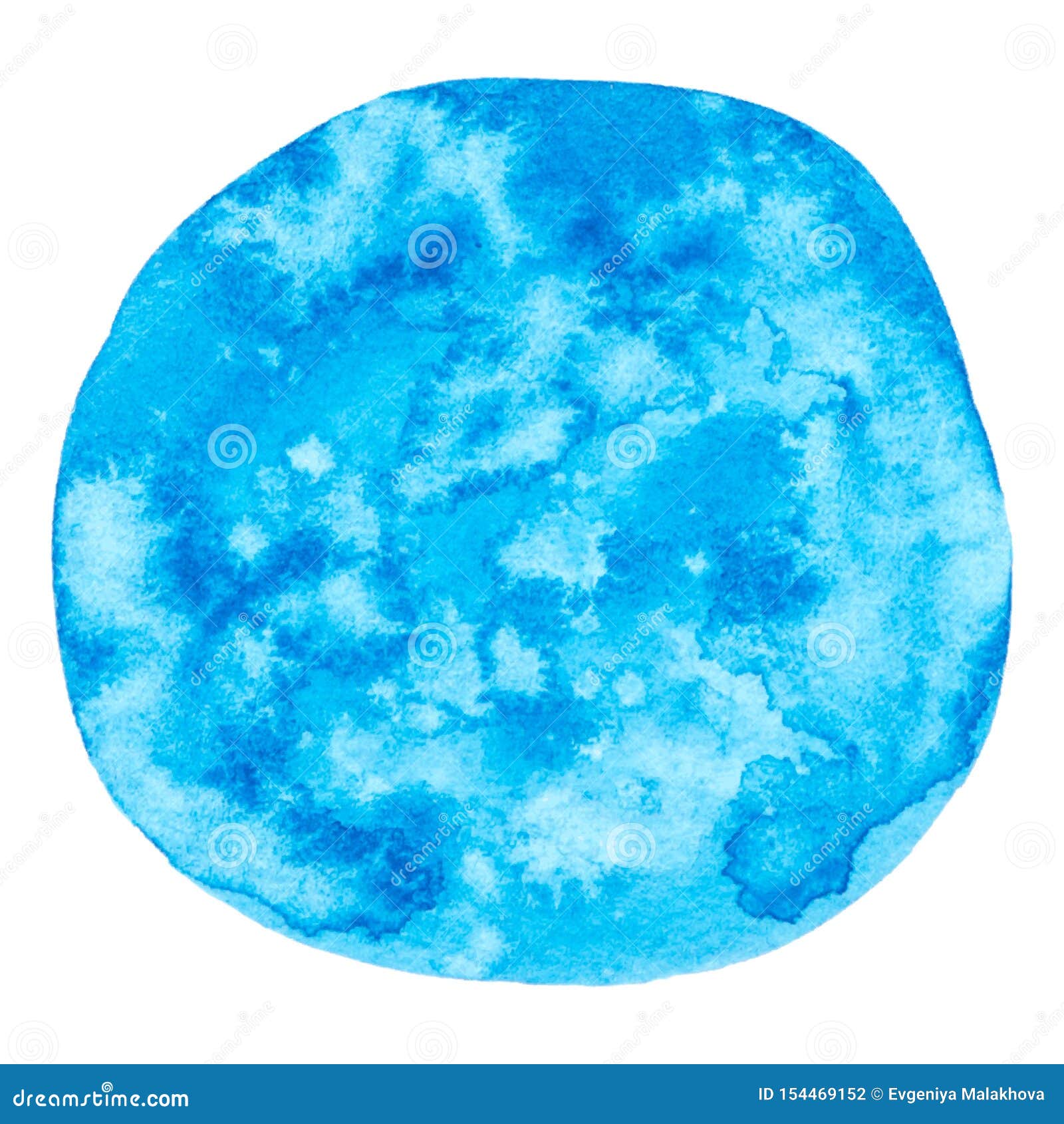 Vector Round Blue Watercolor Paint Texture Isolated on White Stock ...