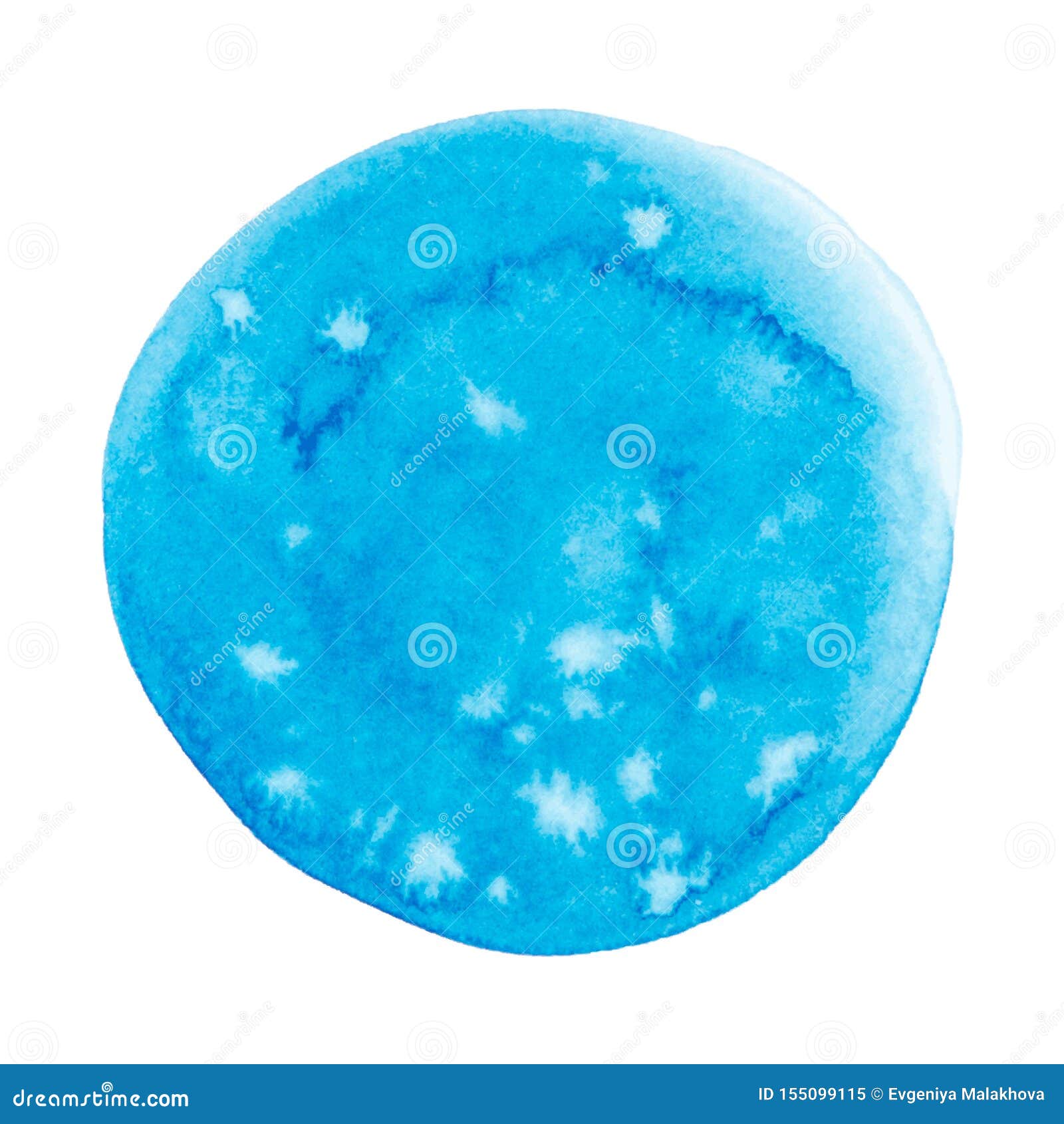 Vector Round Blue Watercolor Paint Texture Isolated on White for Your ...