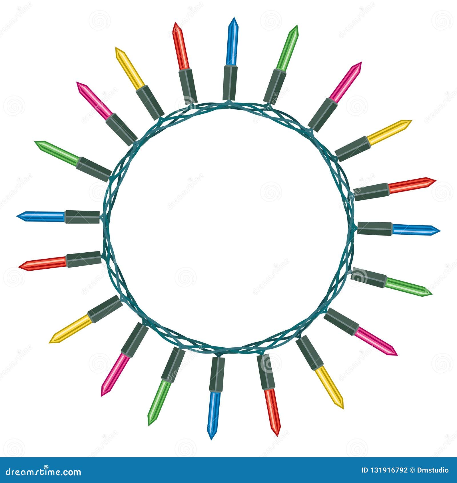 Vector Round Border of Christmas Light Lamps Stock Vector ...