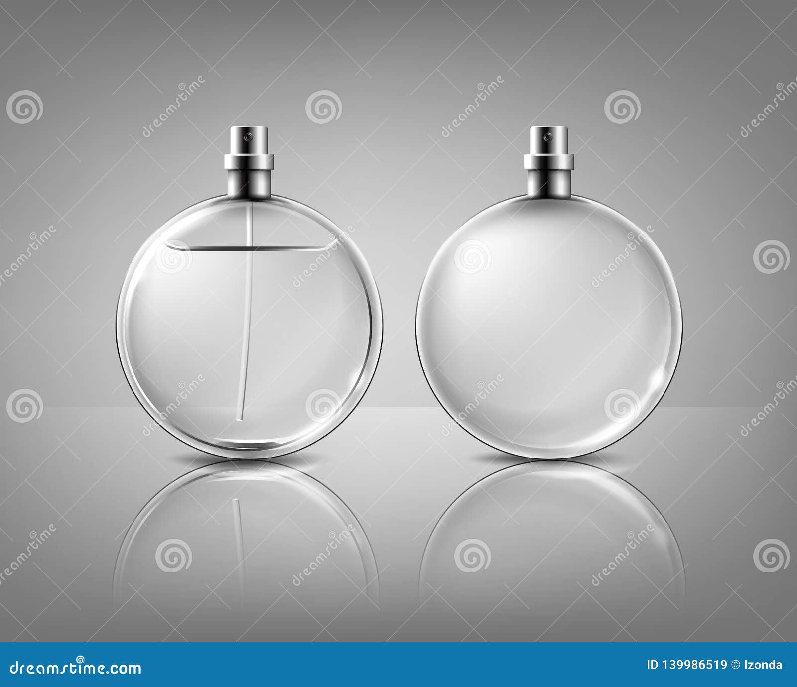 Round Bottle With Violet Liquid. Vial For Perfume, Medicine, Cosmetics ...