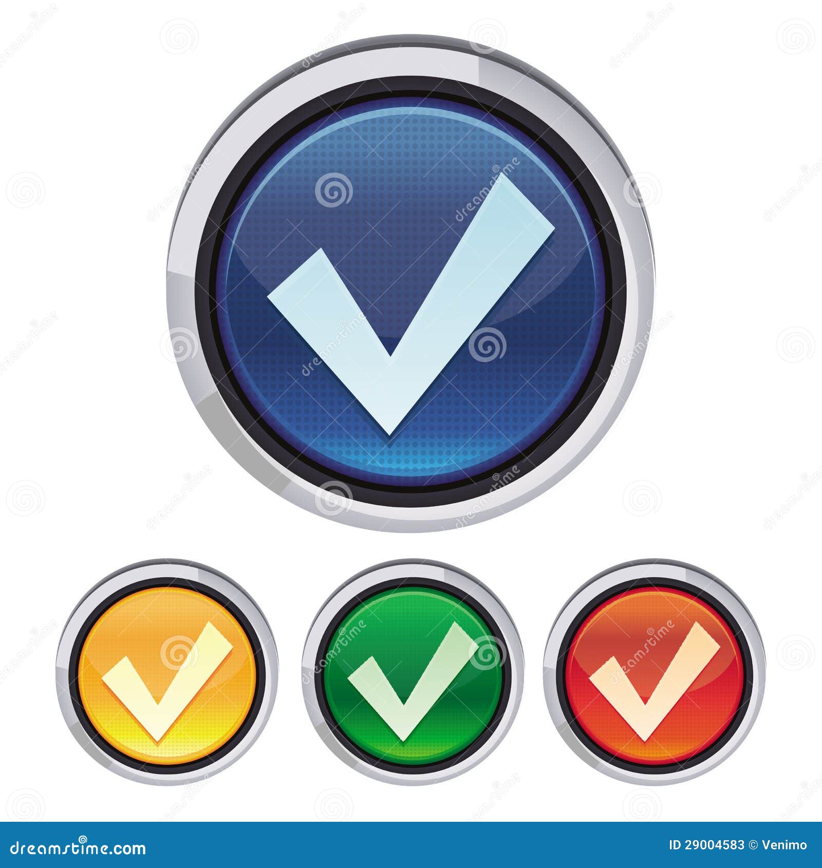 Vector Round Button with Tick Sign Stock Vector - Illustration of ...