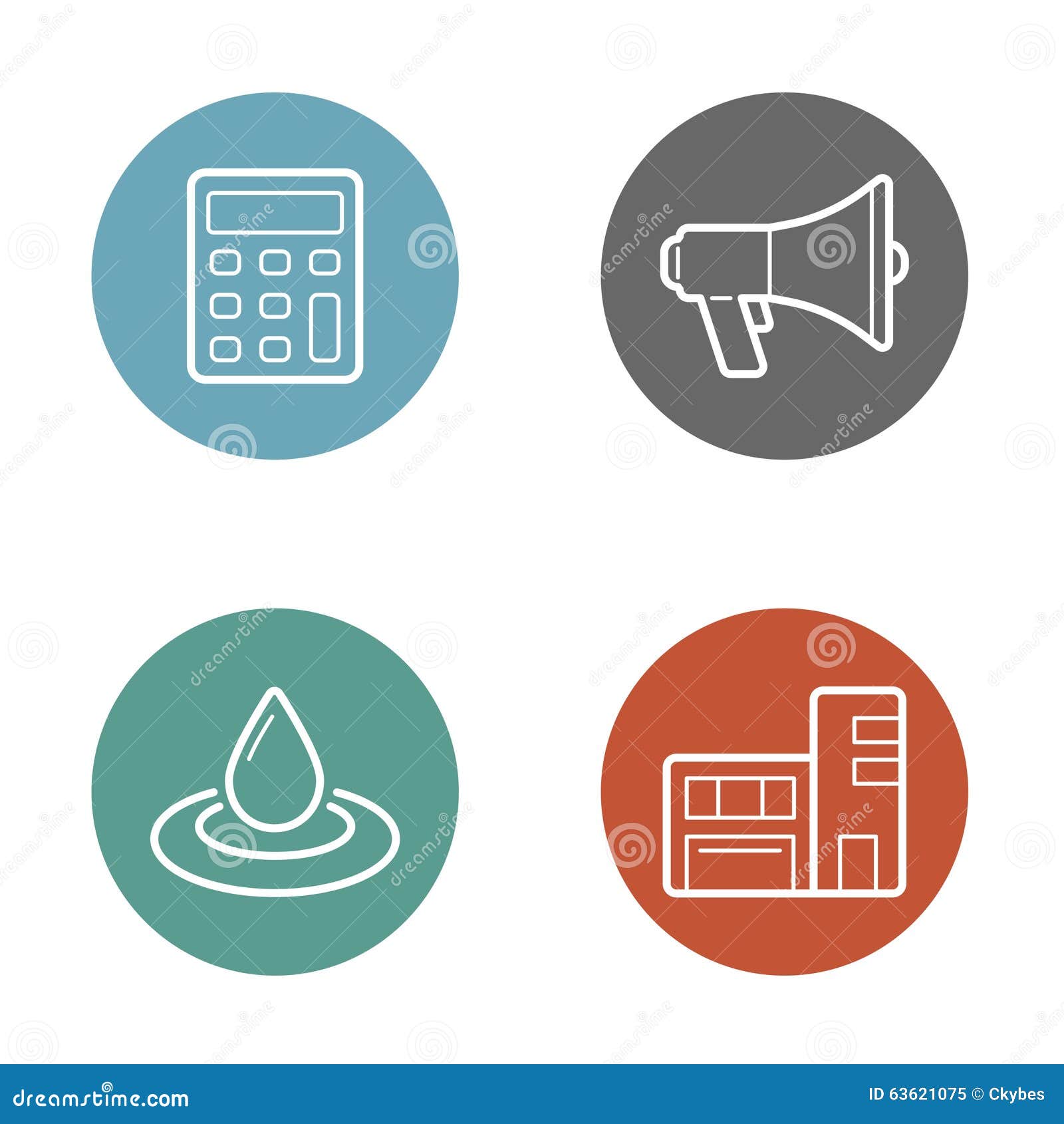 Vector Round Circle Buttons with Icons Stock Illustration ...