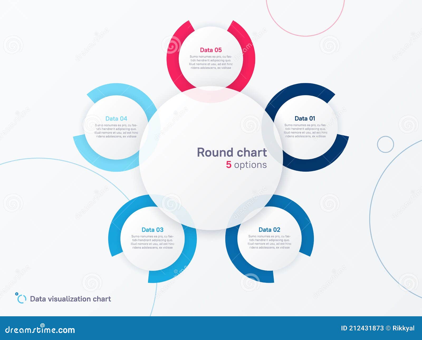 Vector Round Circle Infographic Chart Template Divided by Five Parts ...