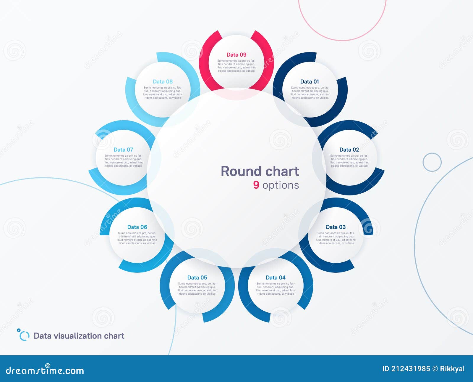 Vector Round Circle Infographic Chart Template Divided by Nine Parts ...