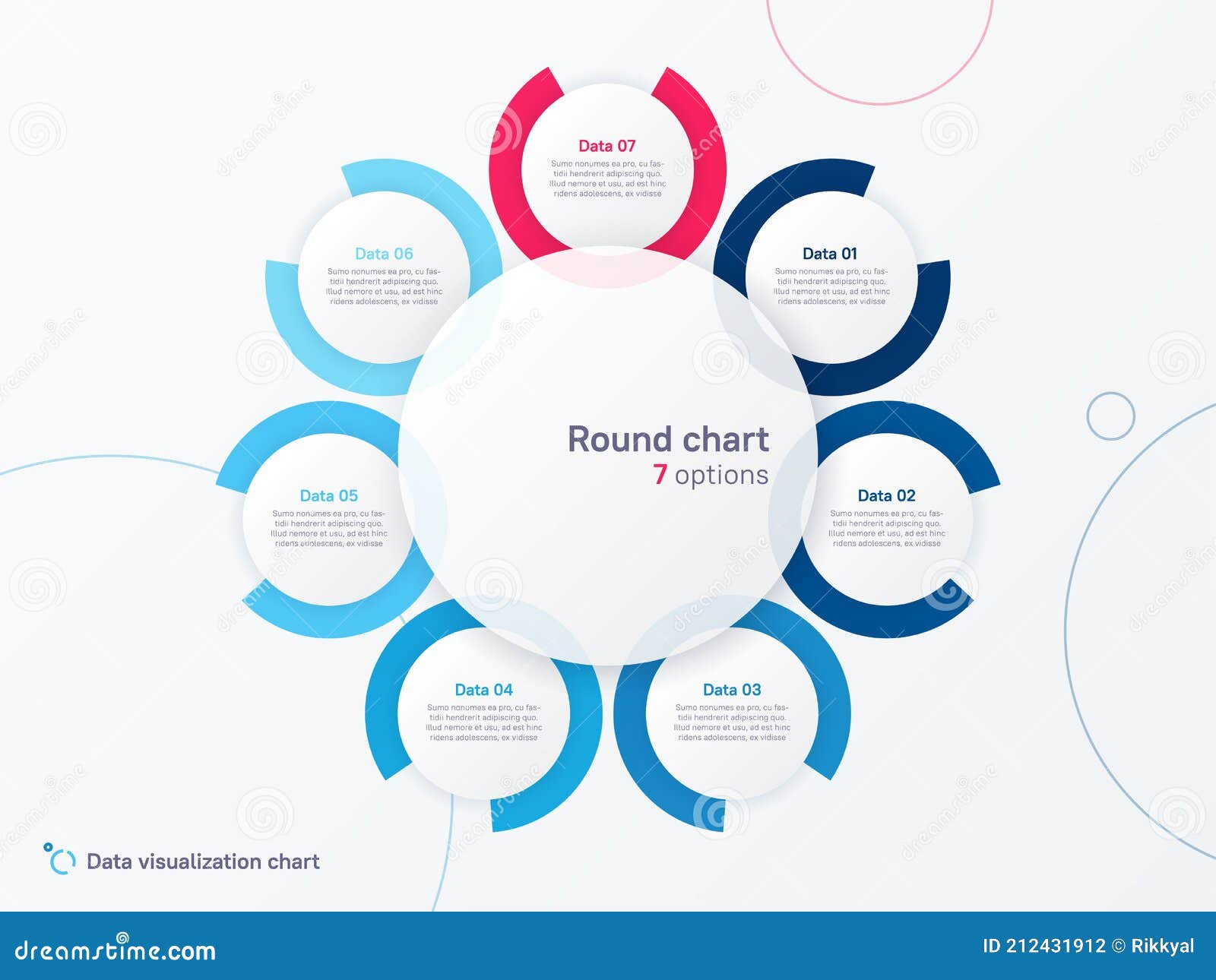 Vector Round Circle Infographic Chart Template Divided by Seven Parts ...