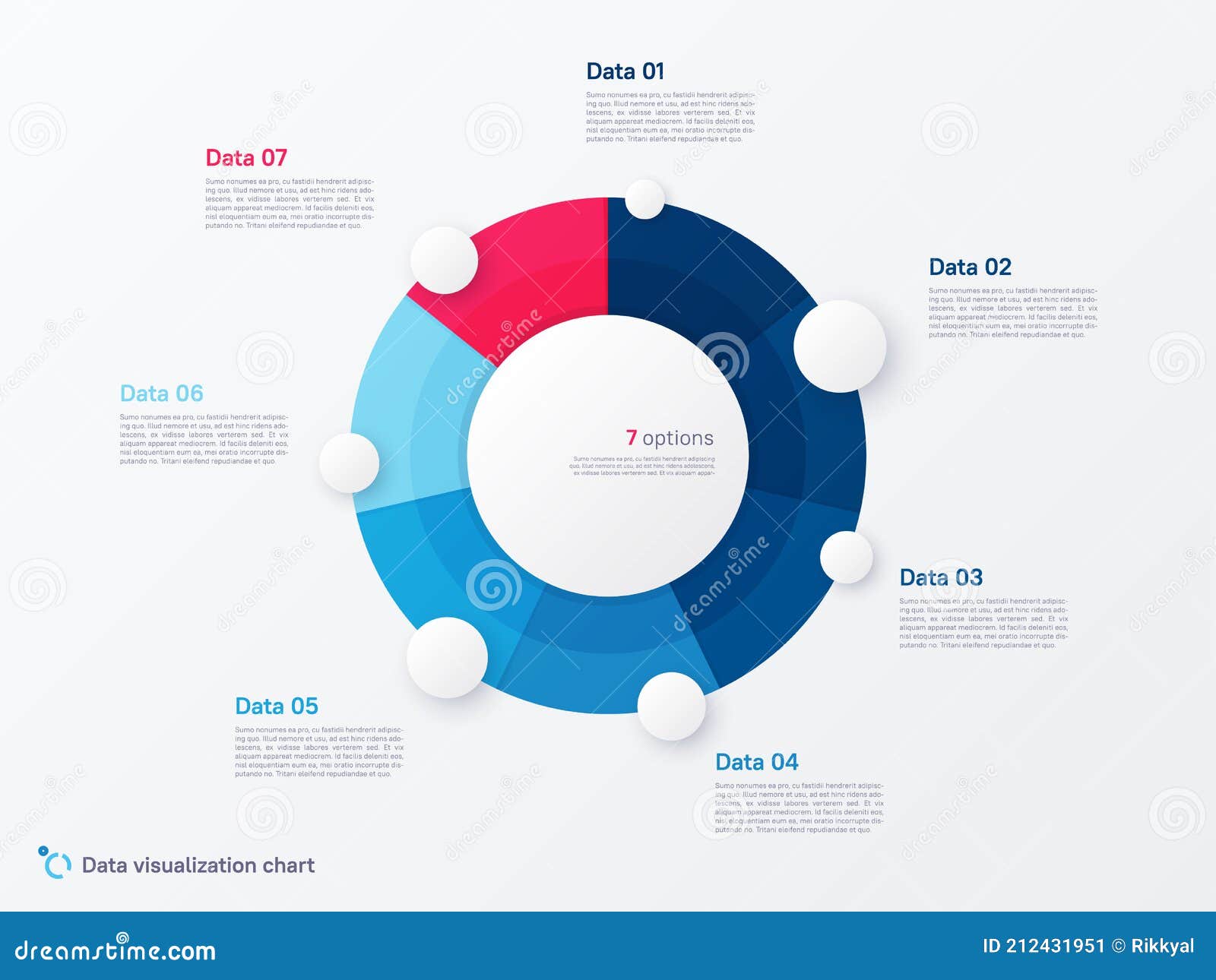 Vector Round Circle Infographic Chart Template Divided by Seven Parts ...