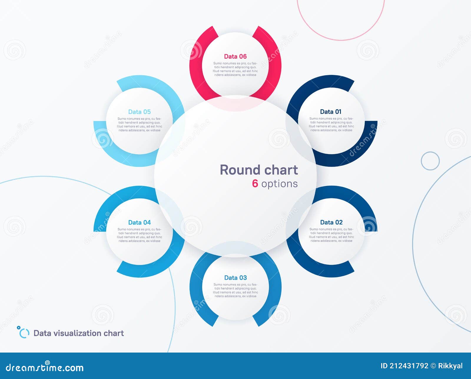 Vector Round Circle Infographic Chart Template Divided by Six Parts ...