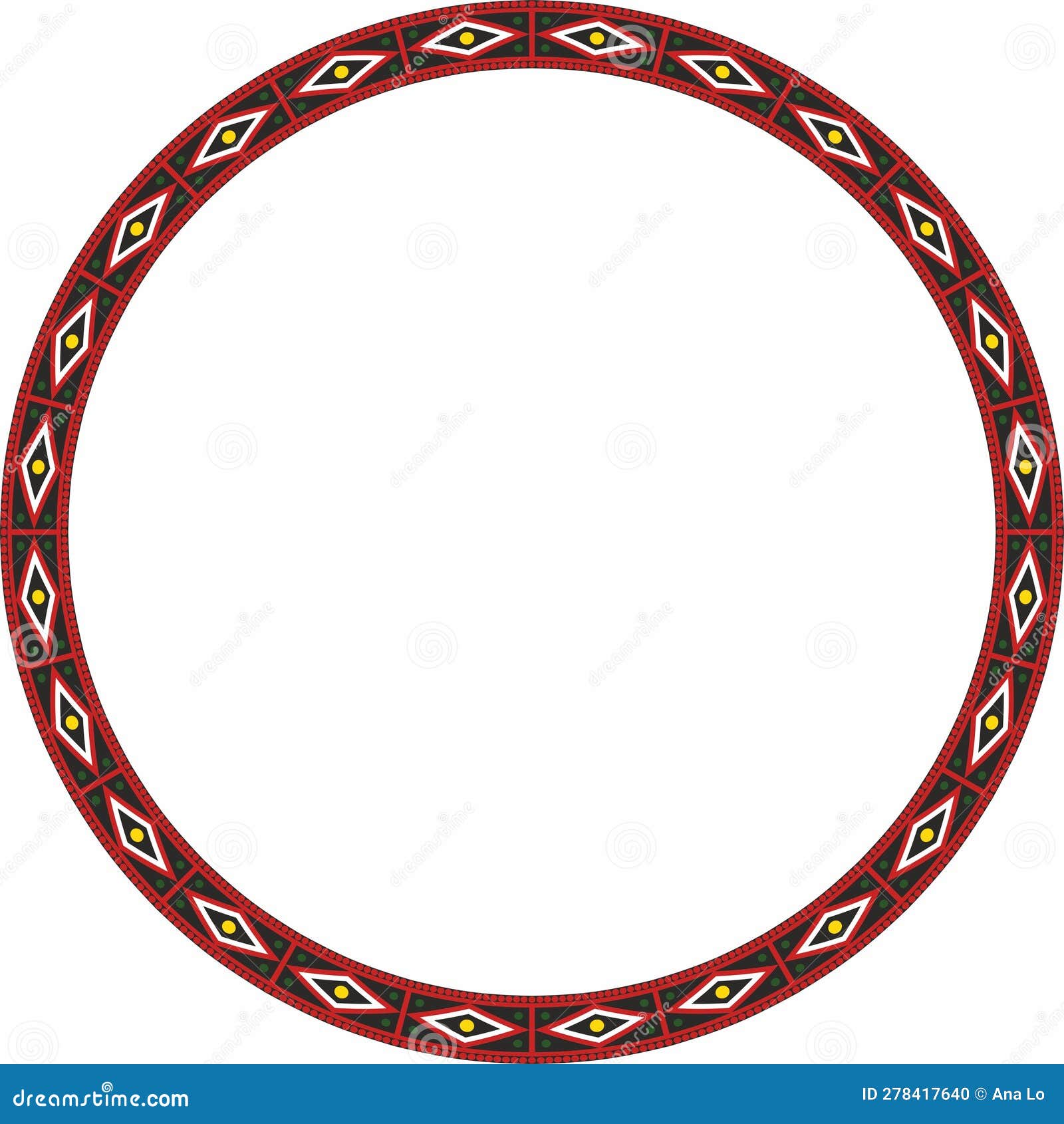 Vector Round Colored Border Ornament. Native American Tribes Framework ...