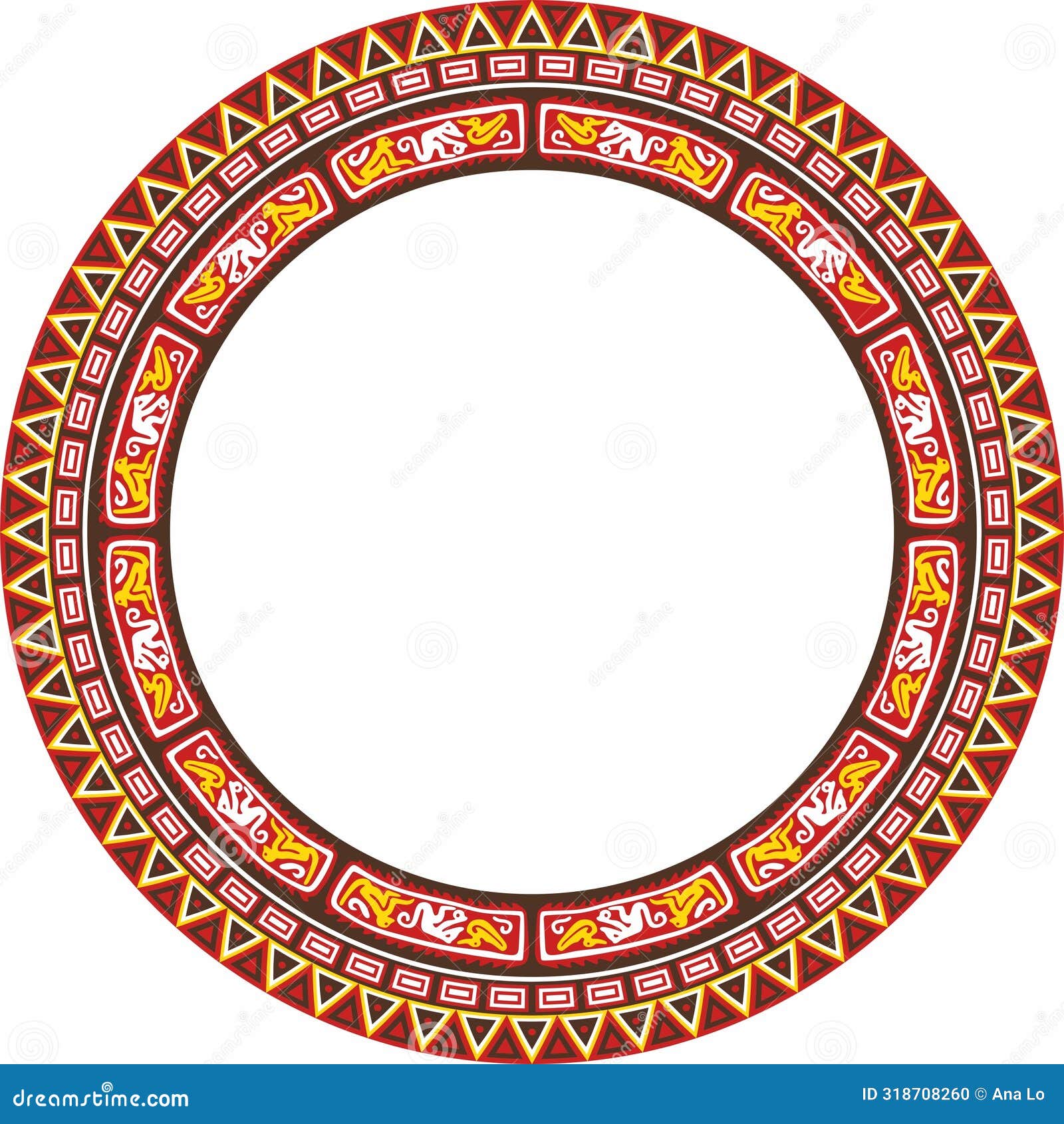 Vector Round Colored Border Ornament. Stock Vector - Illustration of ...