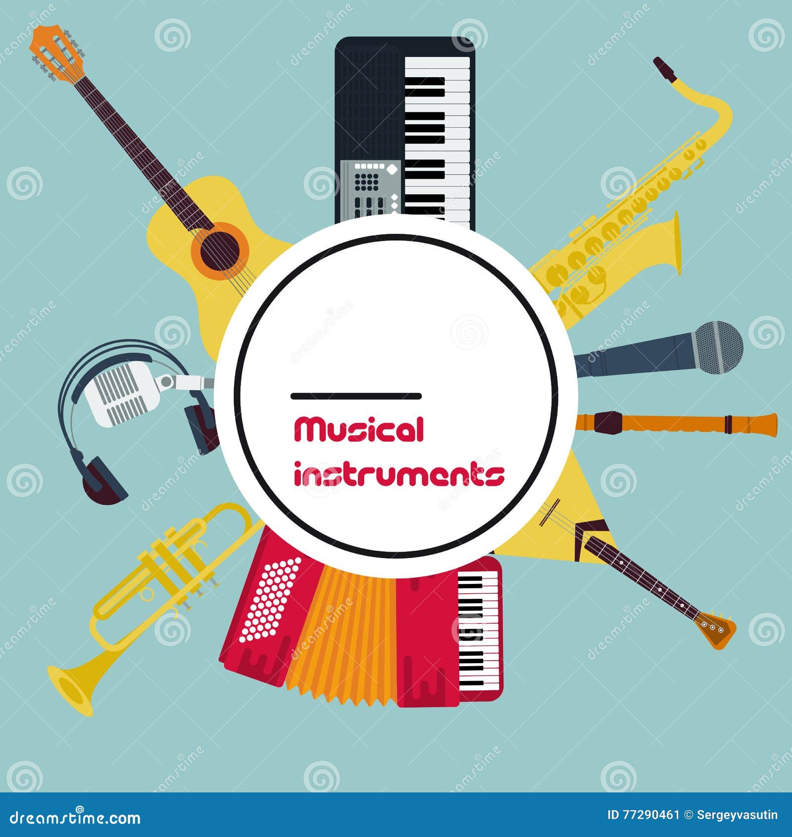 Vector Round Concept Musical Instruments Stock Vector - Illustration of ...