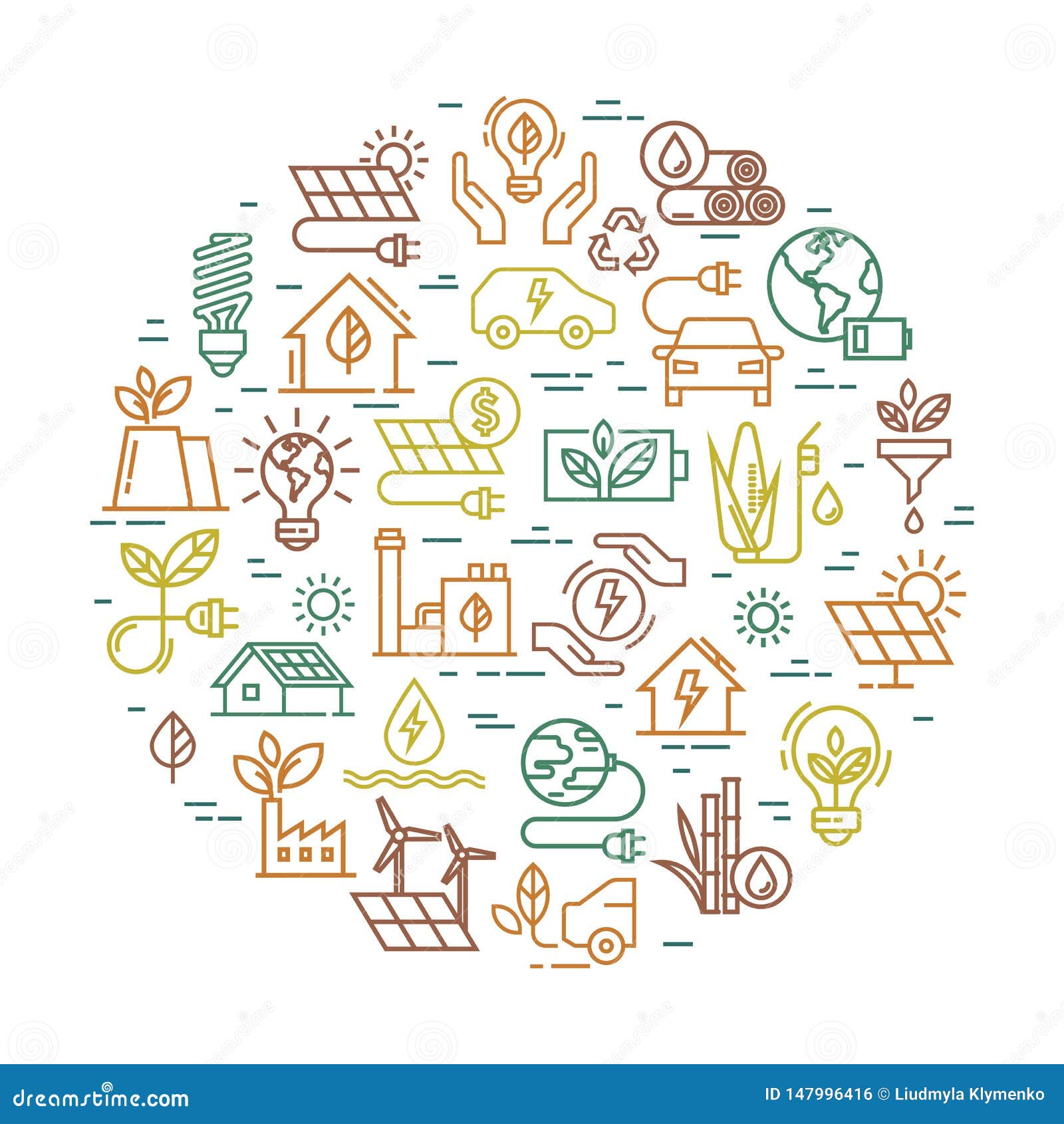 Vector Round Creative Alternative Energy Sources Sign. Stock Vector ...