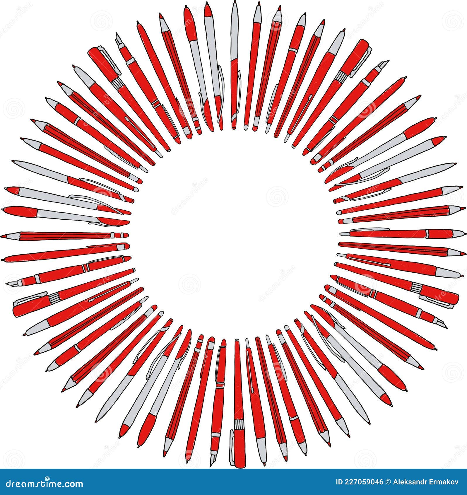 Vector Round Decorative Border from Set Various Drawn Pens and Pencils ...