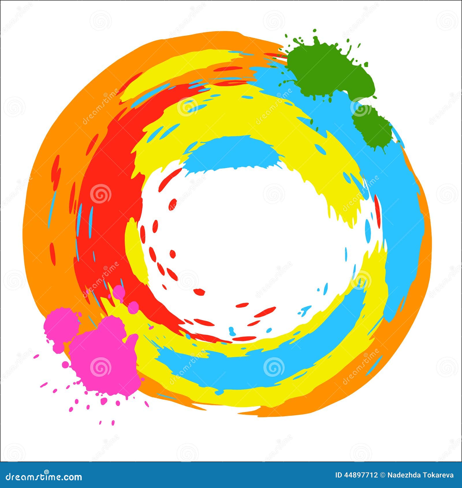 Vector Round Design Element Bright Colored Ink Splashes Stock Vector ...