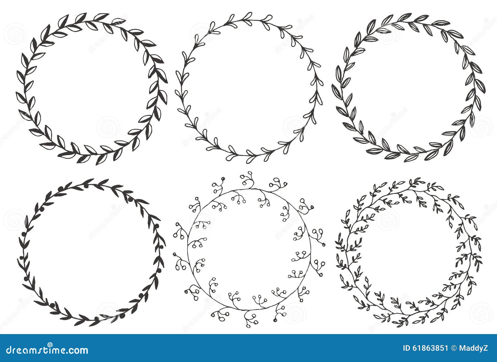 Vector Round Floral Wreaths Stock Vector - Illustration of celebration ...