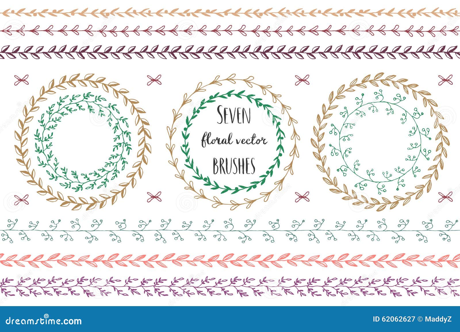 Vector Round Floral Wreaths Stock Vector - Illustration of collection ...
