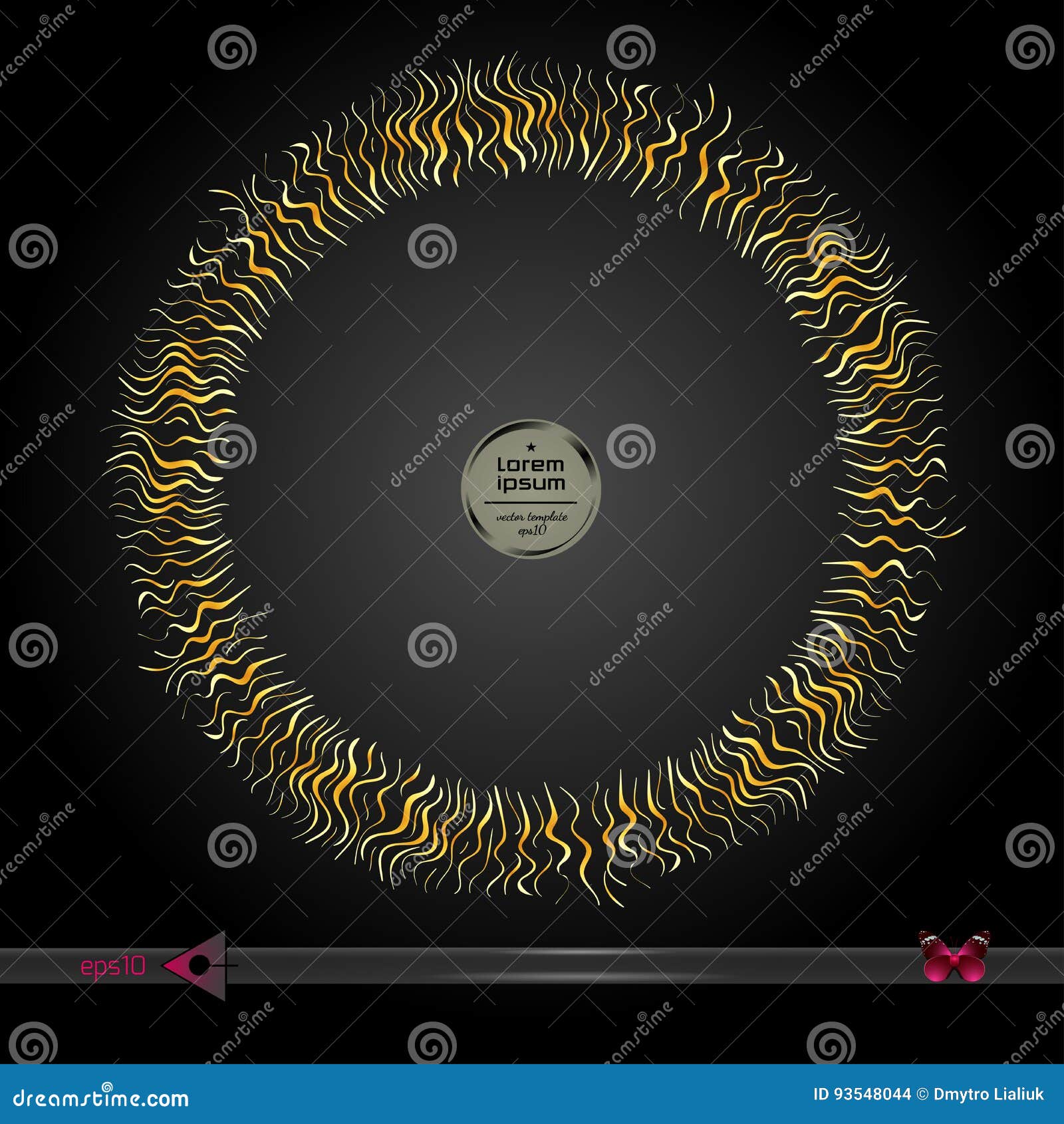 Vector Round Frame. Abstract Graphic Element on Dark Background Stock ...