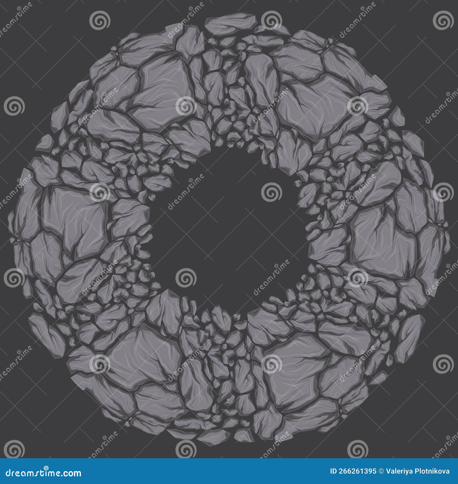 Vector Round Frame of Broken Stones and Copy Space. Earthquake Danger ...