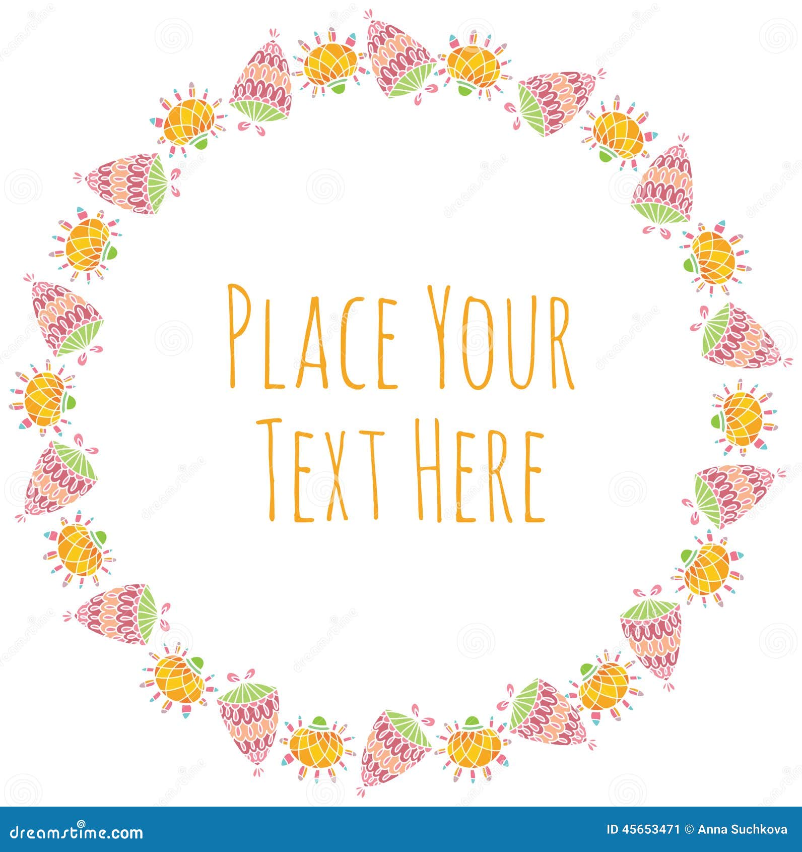 Vector Round Frame of Colorful Flowers Stock Vector - Illustration of ...