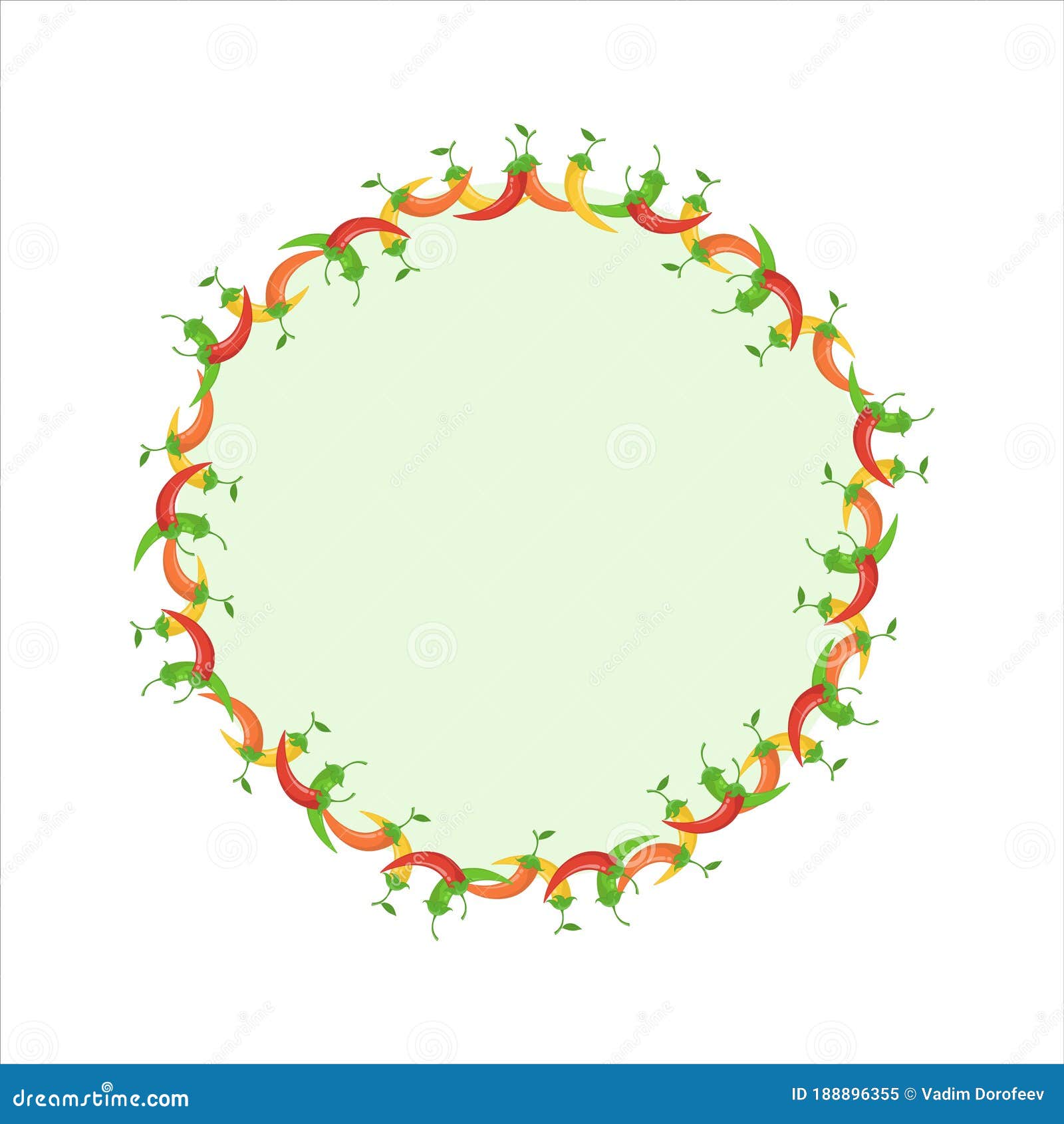 Vector Round Frame Decorated with Red Chili Peppers in a Circle on a ...