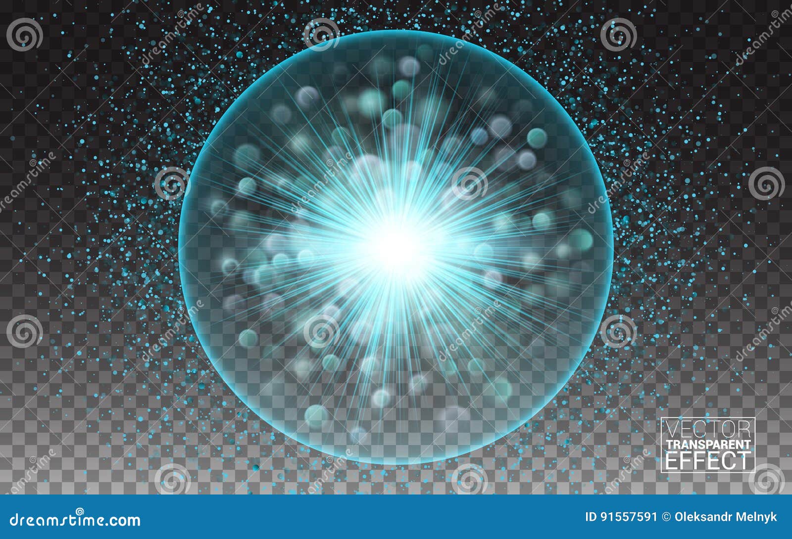 Vector Round Frame. Shining Circle Banner. Lights Effect Bright Flare ...