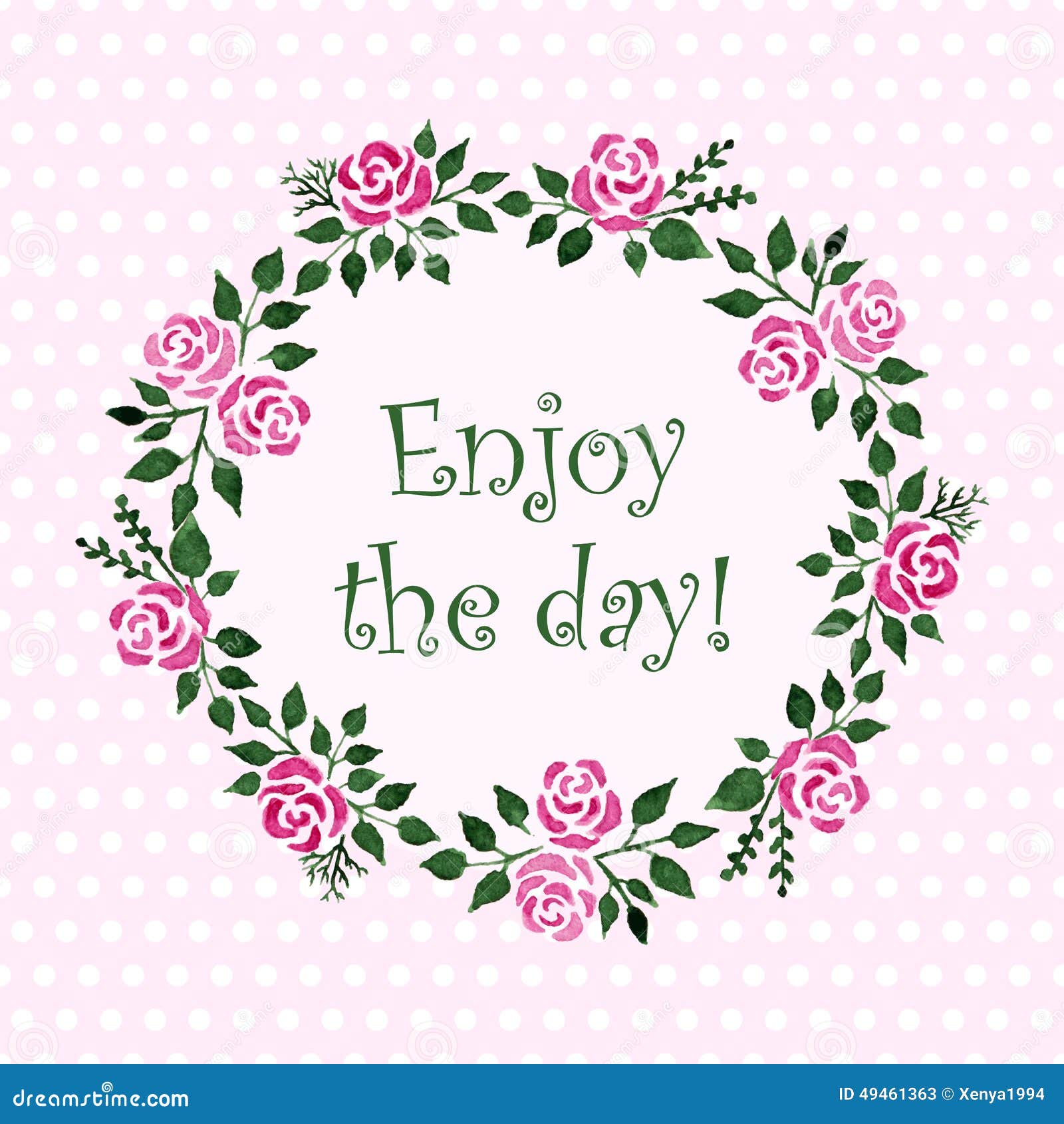 Vector Round Frame with Watercolor Roses. Floral Pattern Stock Vector ...