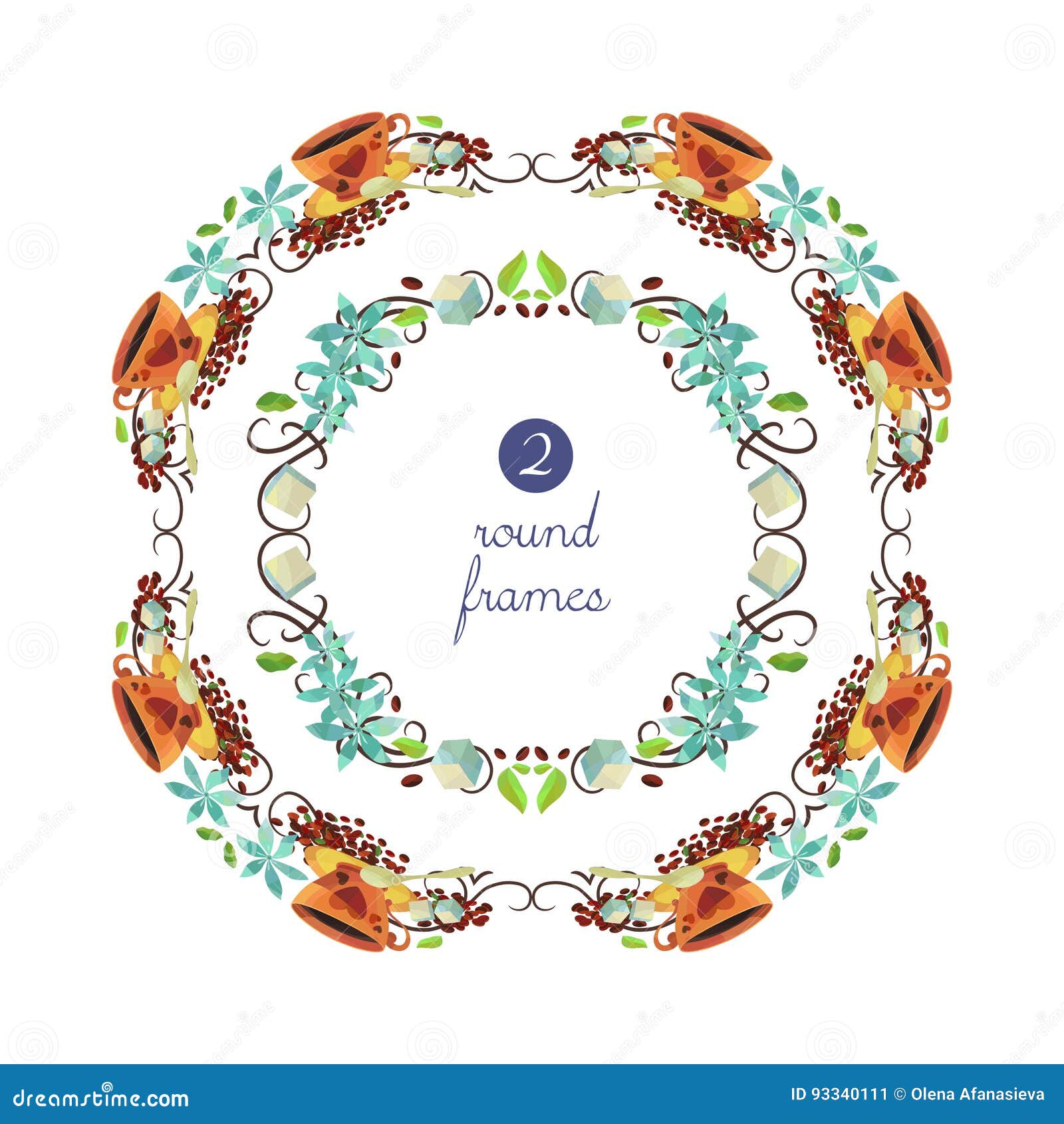Vector Round Frames with Coffee Stock Vector - Illustration of bean ...