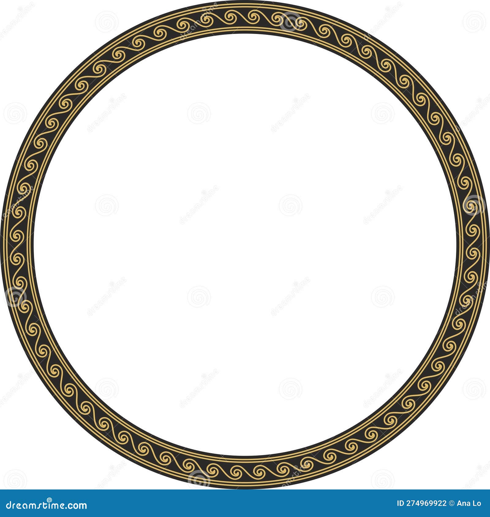 Vector Round Gold Classic Frame. Greek Wave Meander Stock Vector ...