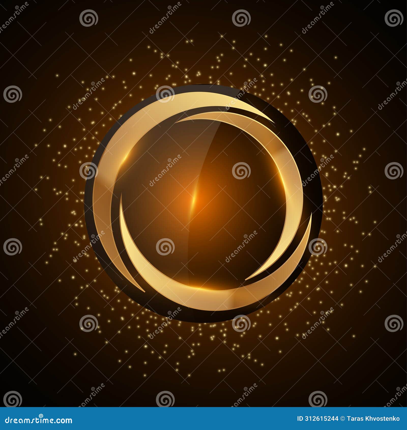 Round Golden Abstract Frame Stock Vector - Illustration of swirl ...