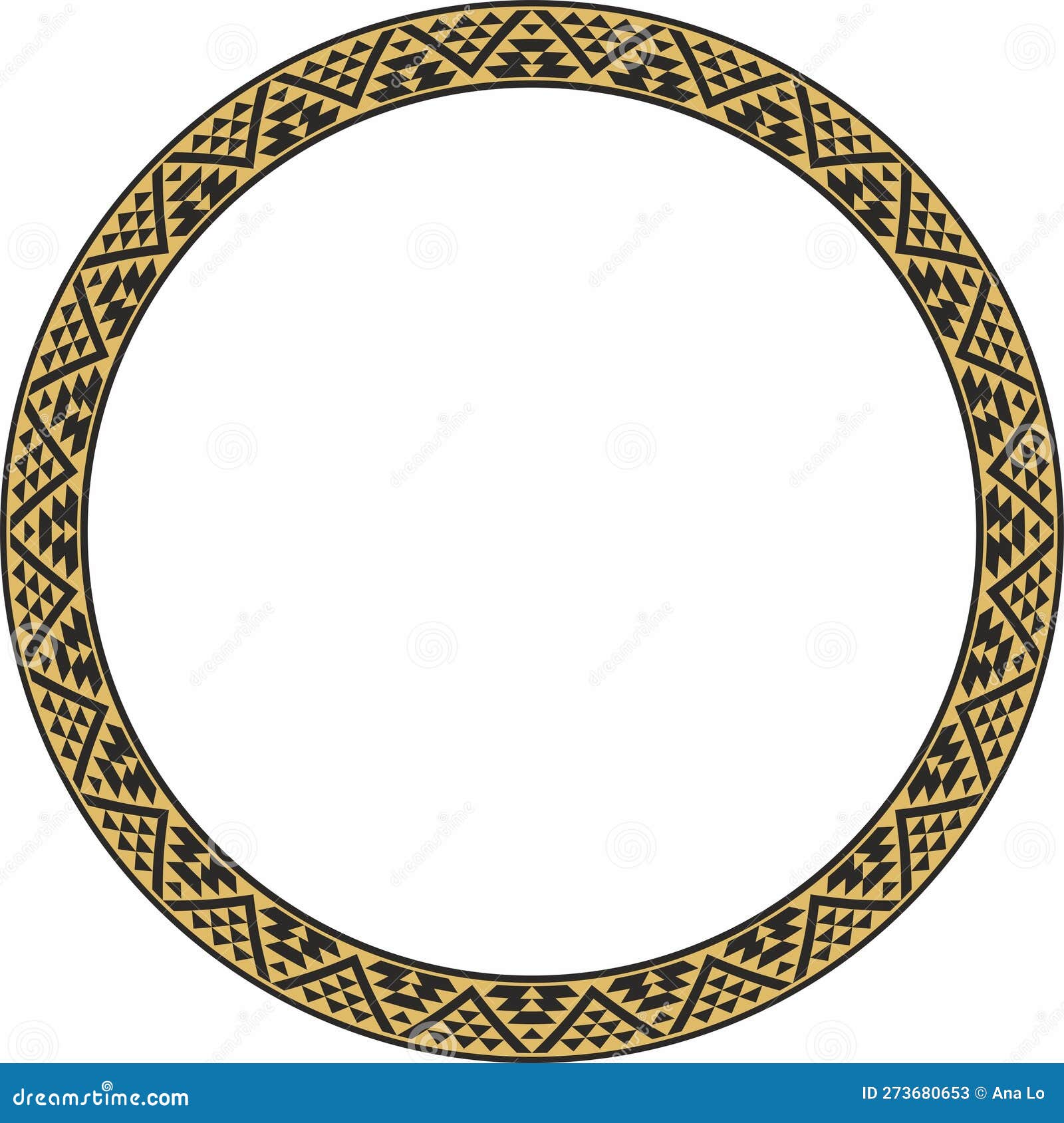 Vector Round Golden Border Ornament. Native American Tribes Framework ...