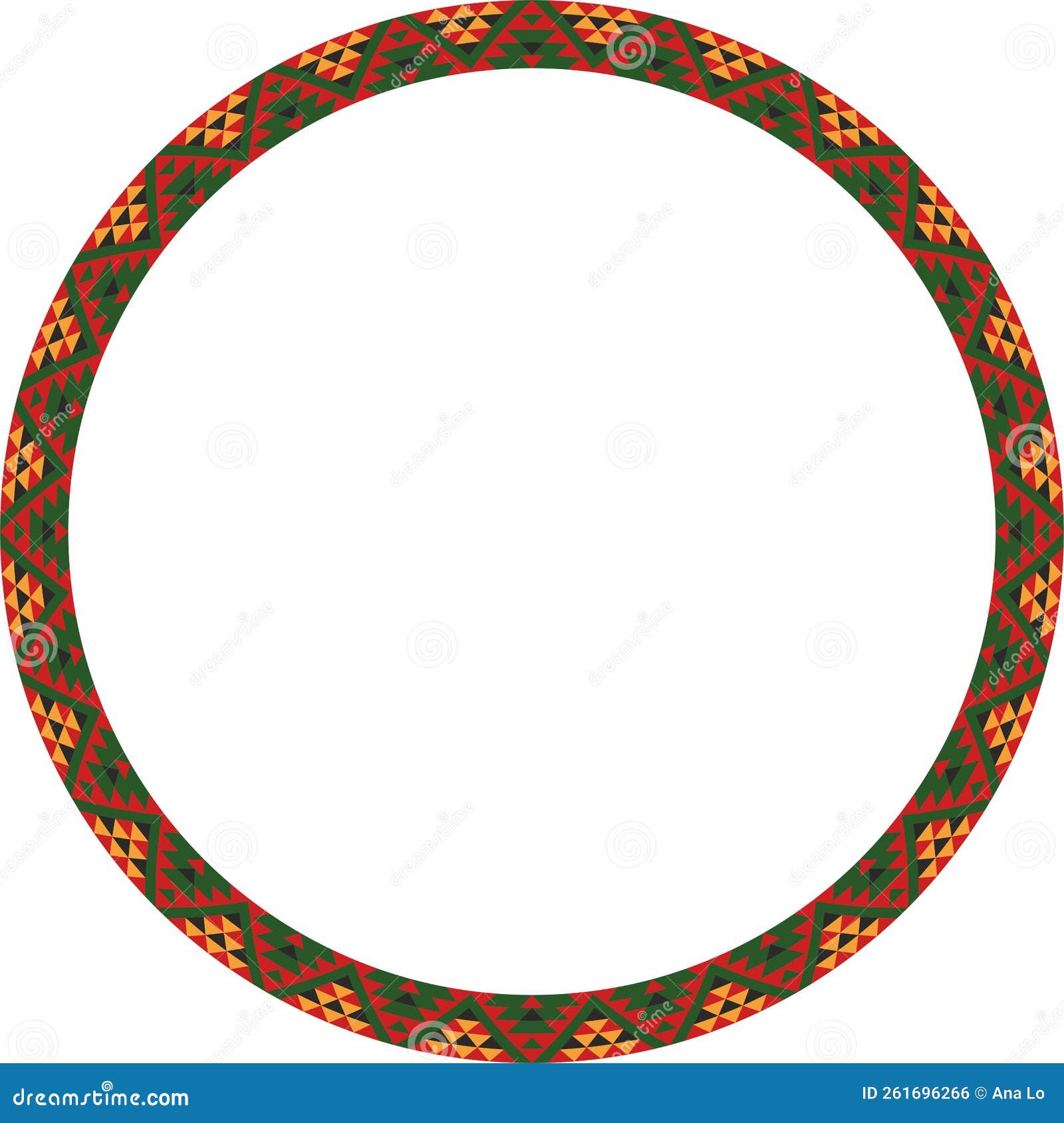 Vector Round Golden Border Ornament. Native American Tribes Framework ...