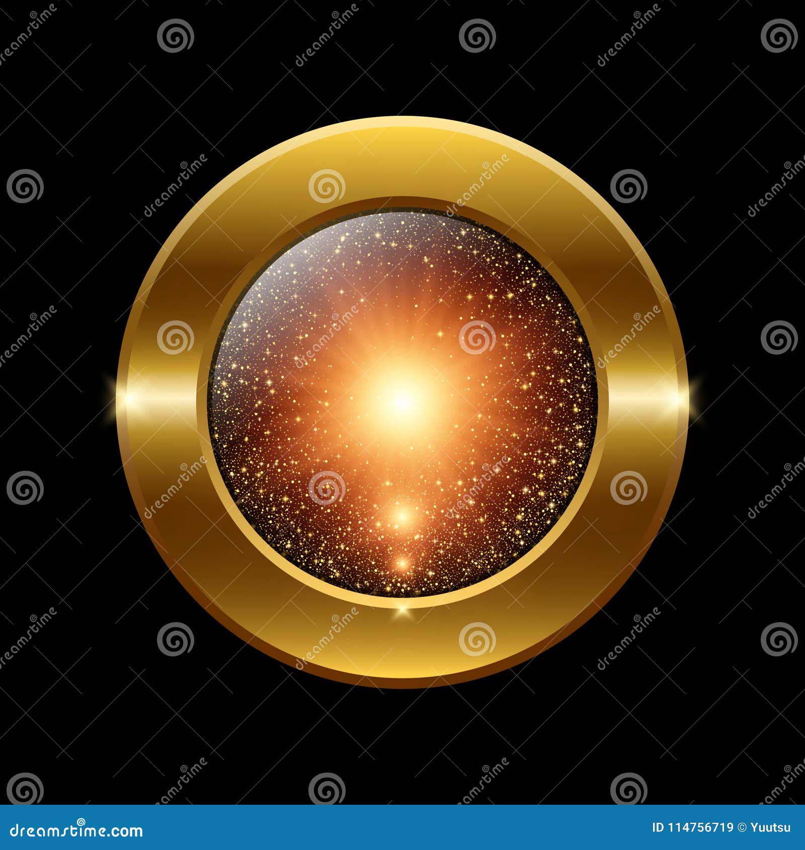 Vector Round Golden Framed Button Stock Vector - Illustration of banner ...