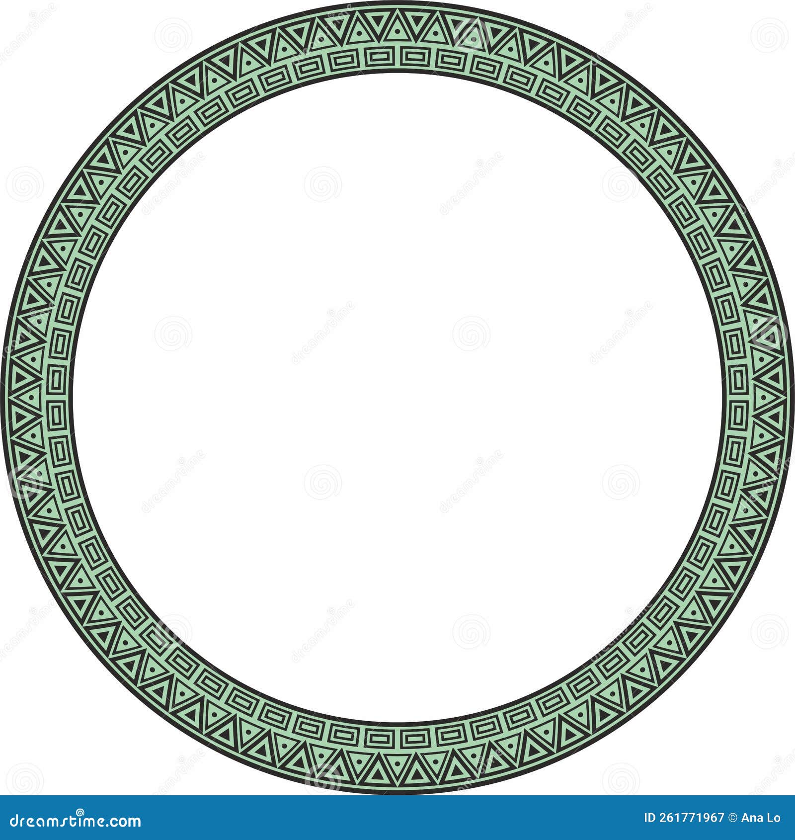 Vector Round Green Border Ornament. Stock Vector - Illustration of ...