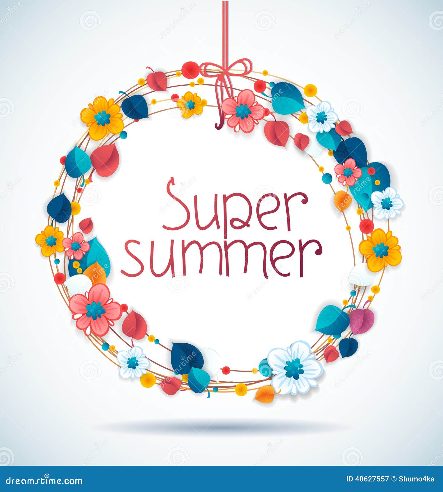 Vector Round Illustration with Summer Flowers Stock Vector ...