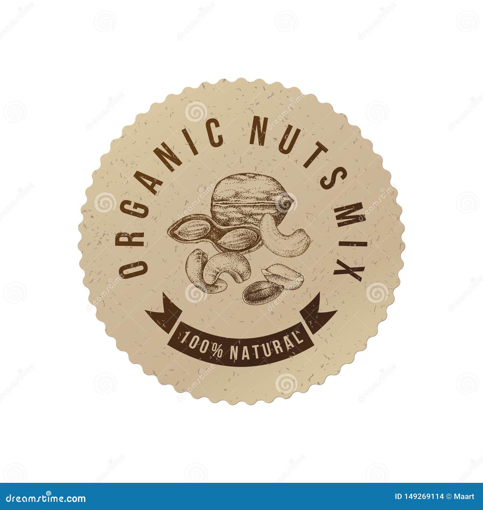 Vector Round Label with Type Design and Hand Drawn Nuts Stock Vector ...