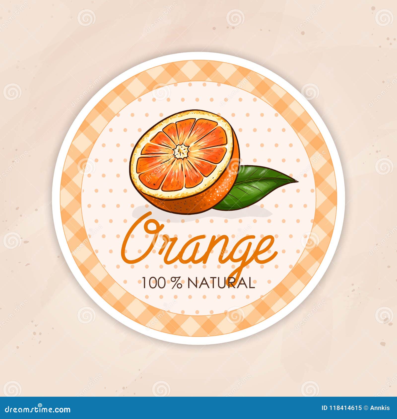 Vector Round Label, Orange on a Sand Background Stock Vector ...