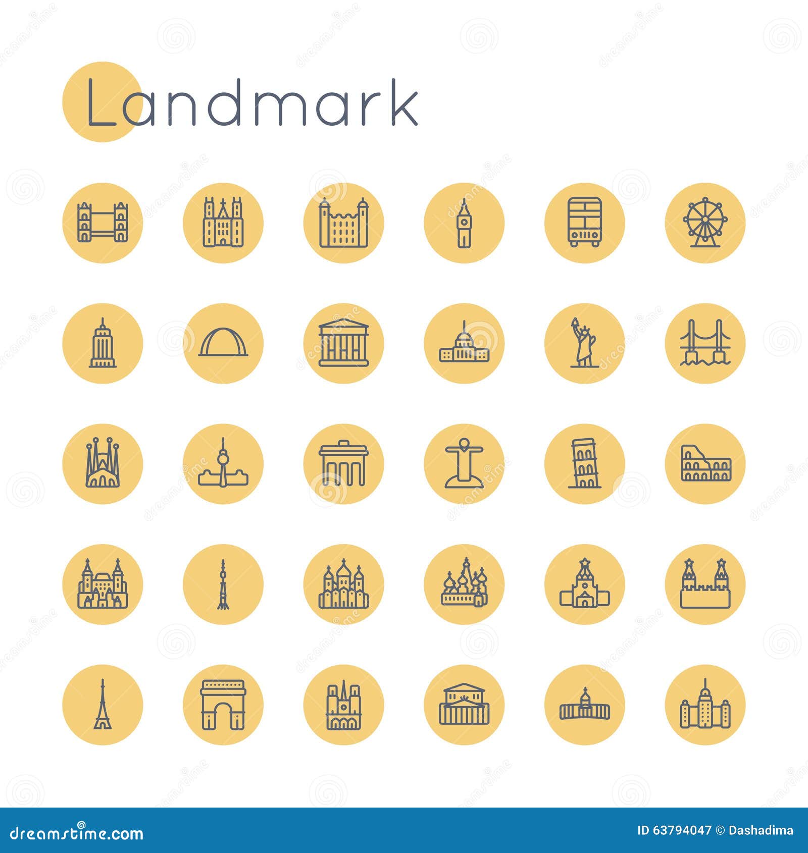 Landmark Icons Vector Illustration | CartoonDealer.com #45749030