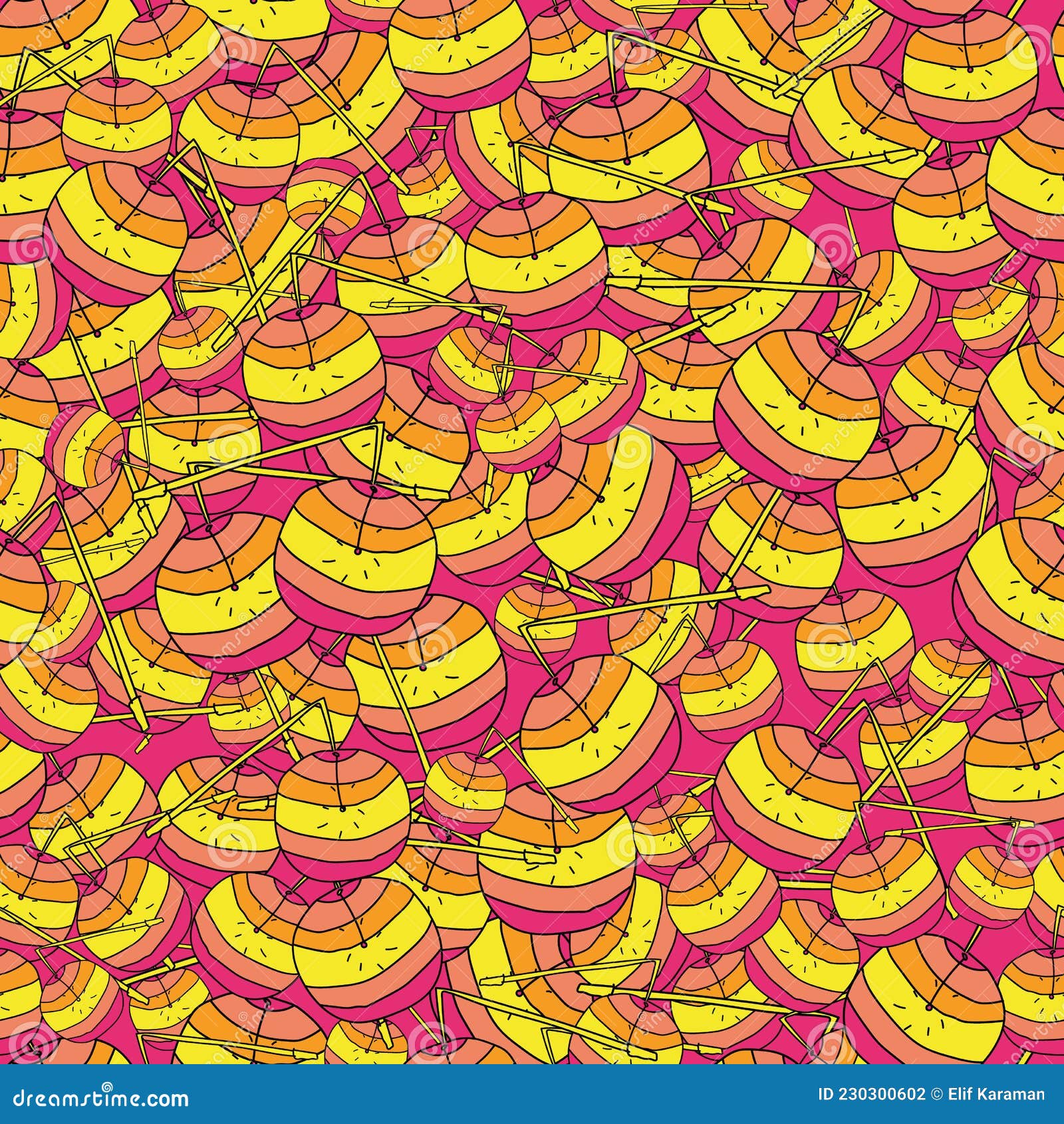 Vector Round Lantern Festival Doodle Background Pattern Stock Vector ...