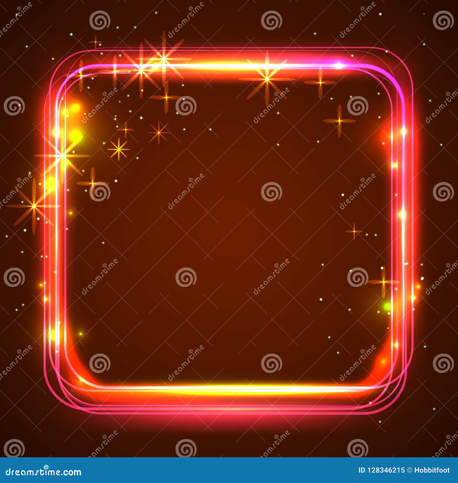Vector Round Light Frame. Shining Square Banner Stock Vector ...